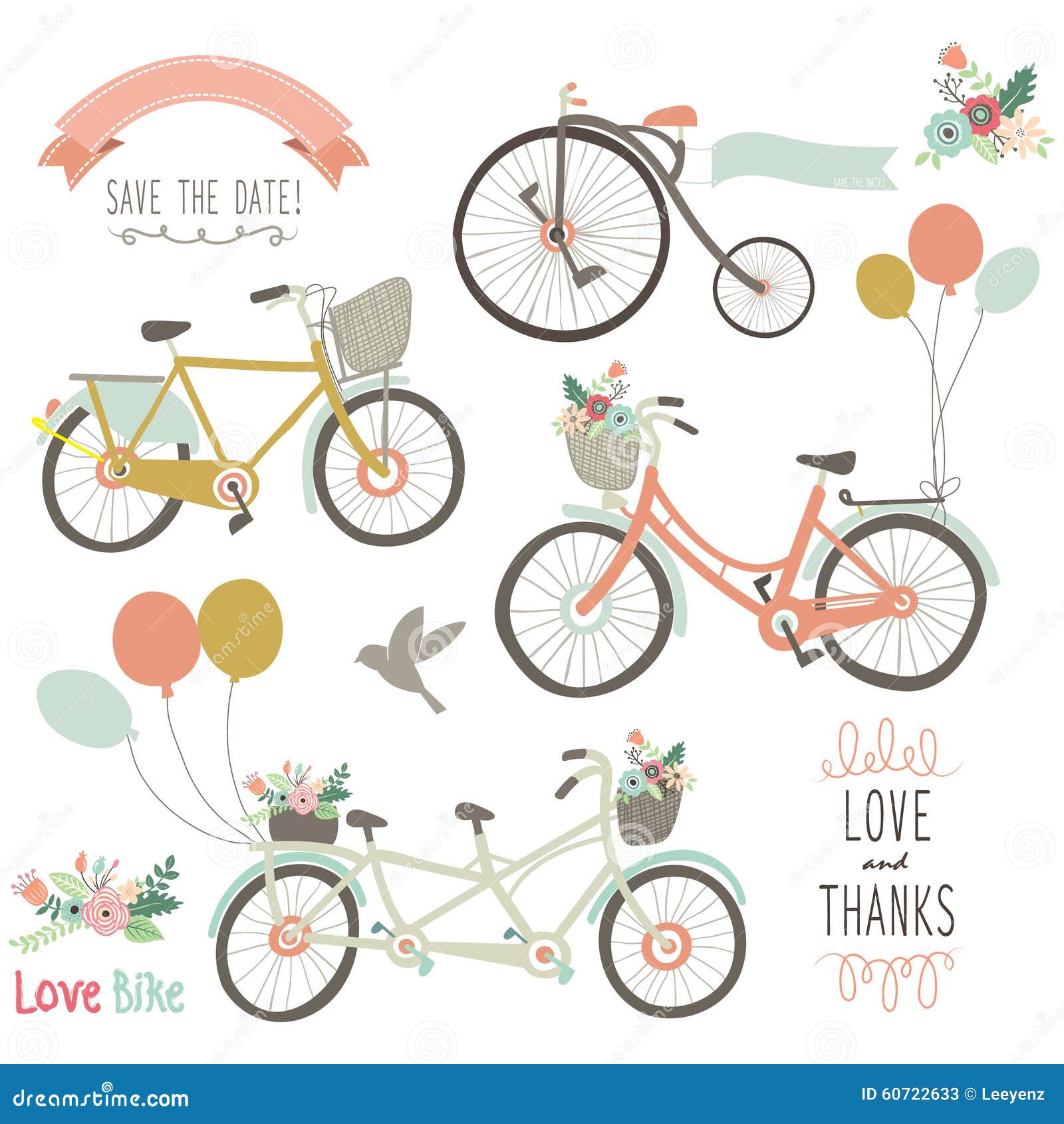 Vintage Hand Drawn Bike stock vector. Illustration of heart - 60722633