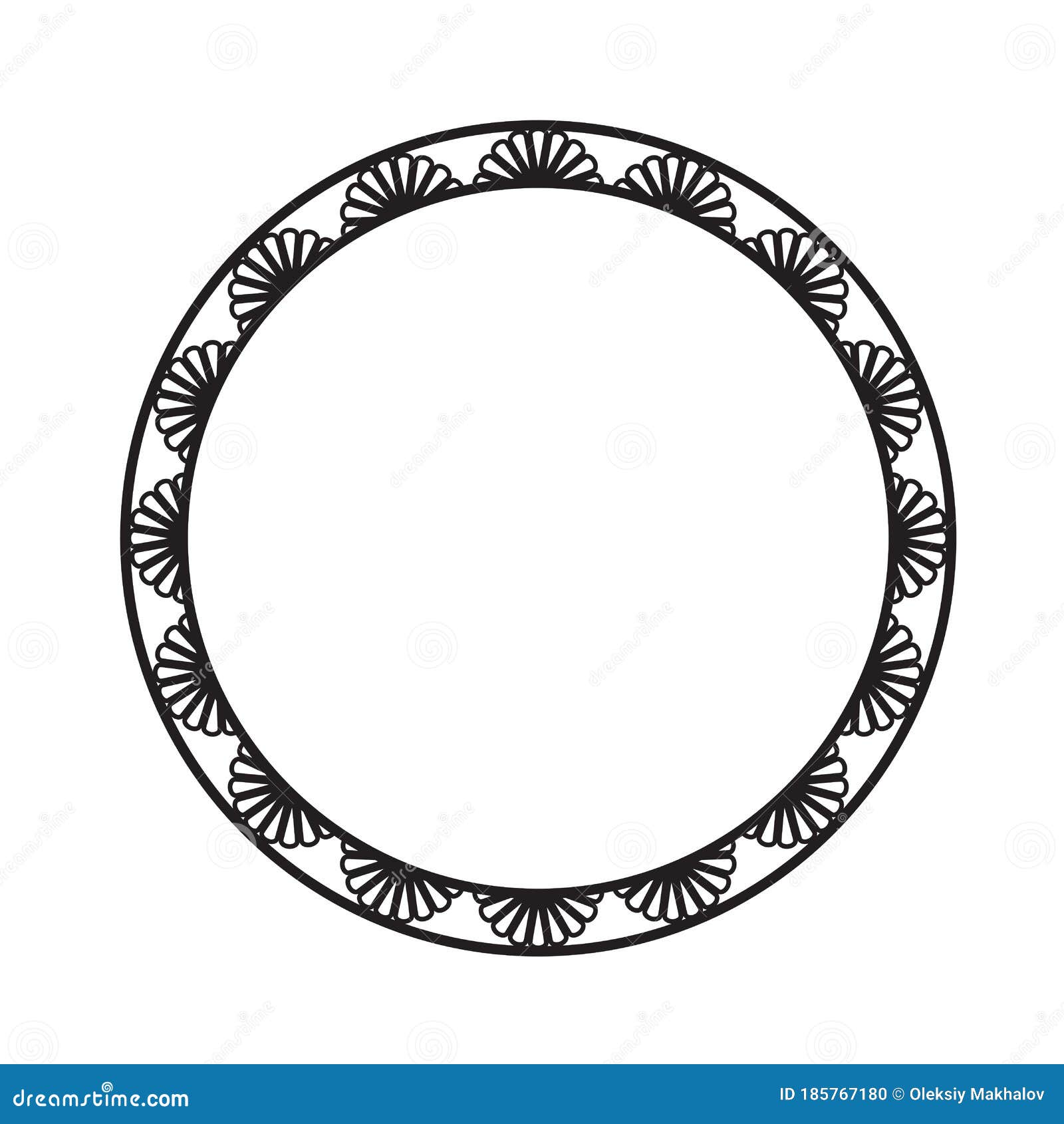 Vintage Hand Drawn Circle Border Frame for Design on White, Stock ...