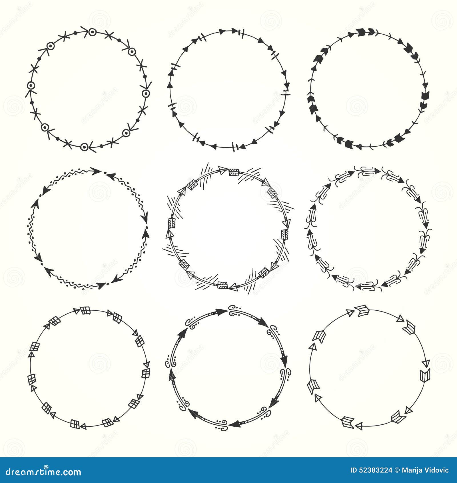 Vintage Hand Drawn Decorative Frames Made of Arrow Elements Stock ...