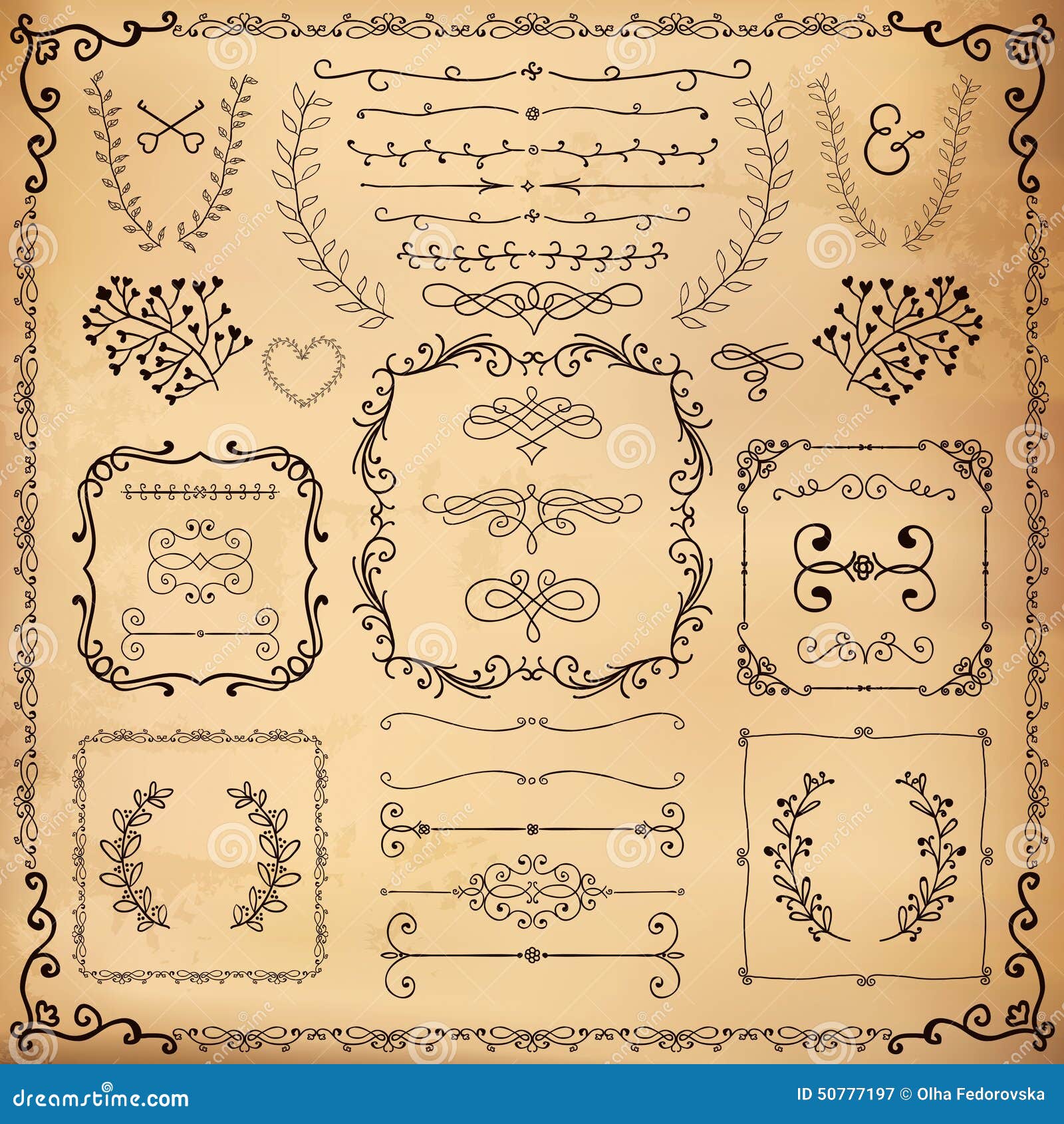 Vintage Hand Drawn Design Elements Stock Vector - Illustration of ...