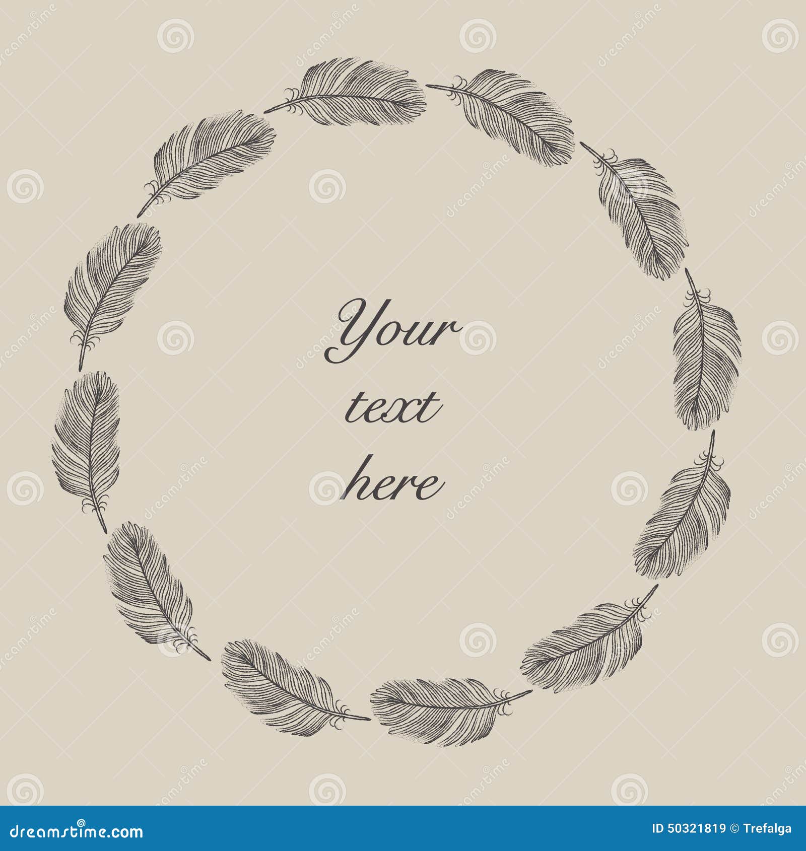 Vintage Hand Drawn Feathers Frame Stock Vector - Illustration of ...