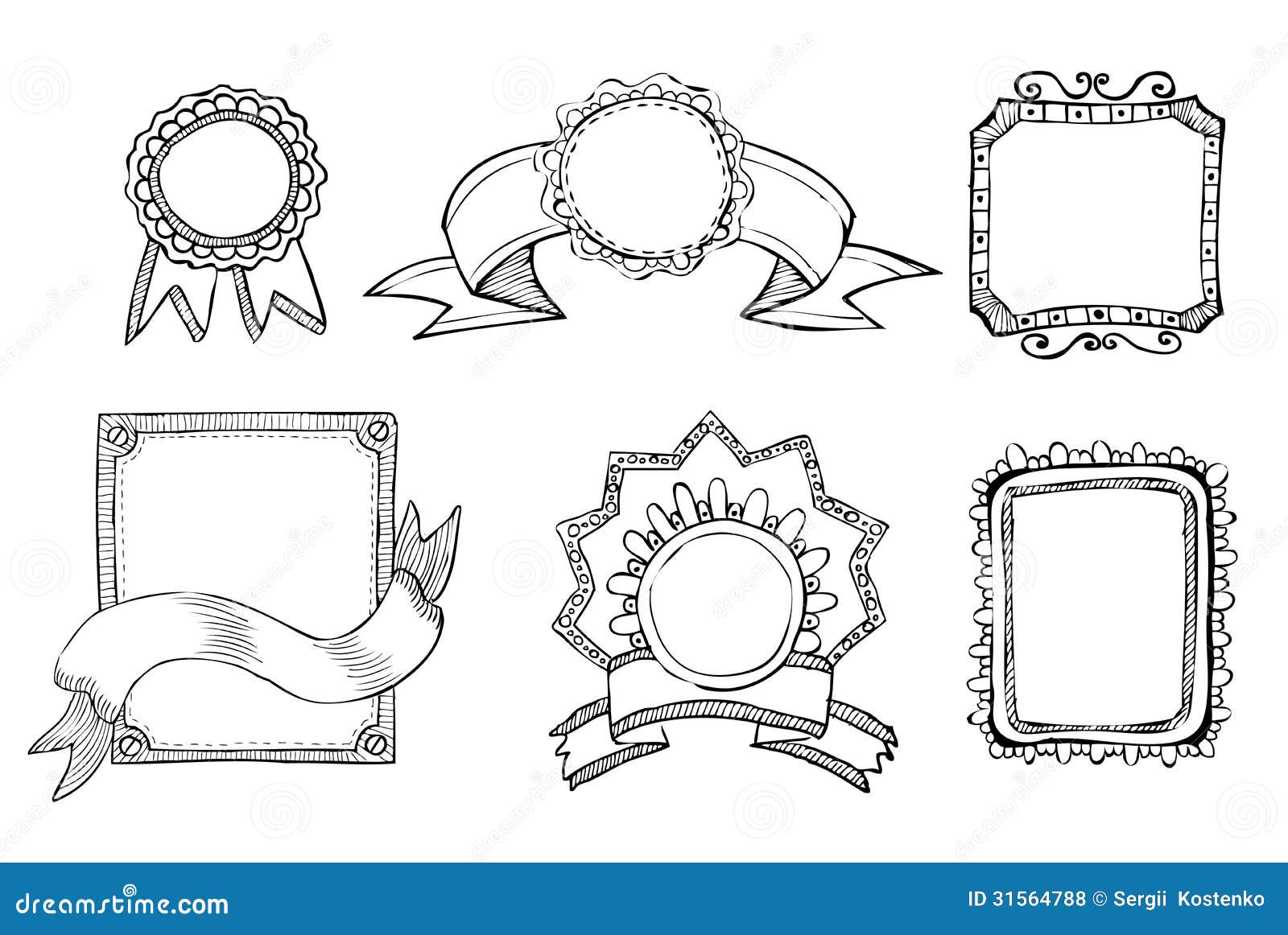 Vintage Hand Drawn Frames Collection Stock Vector - Illustration of ...
