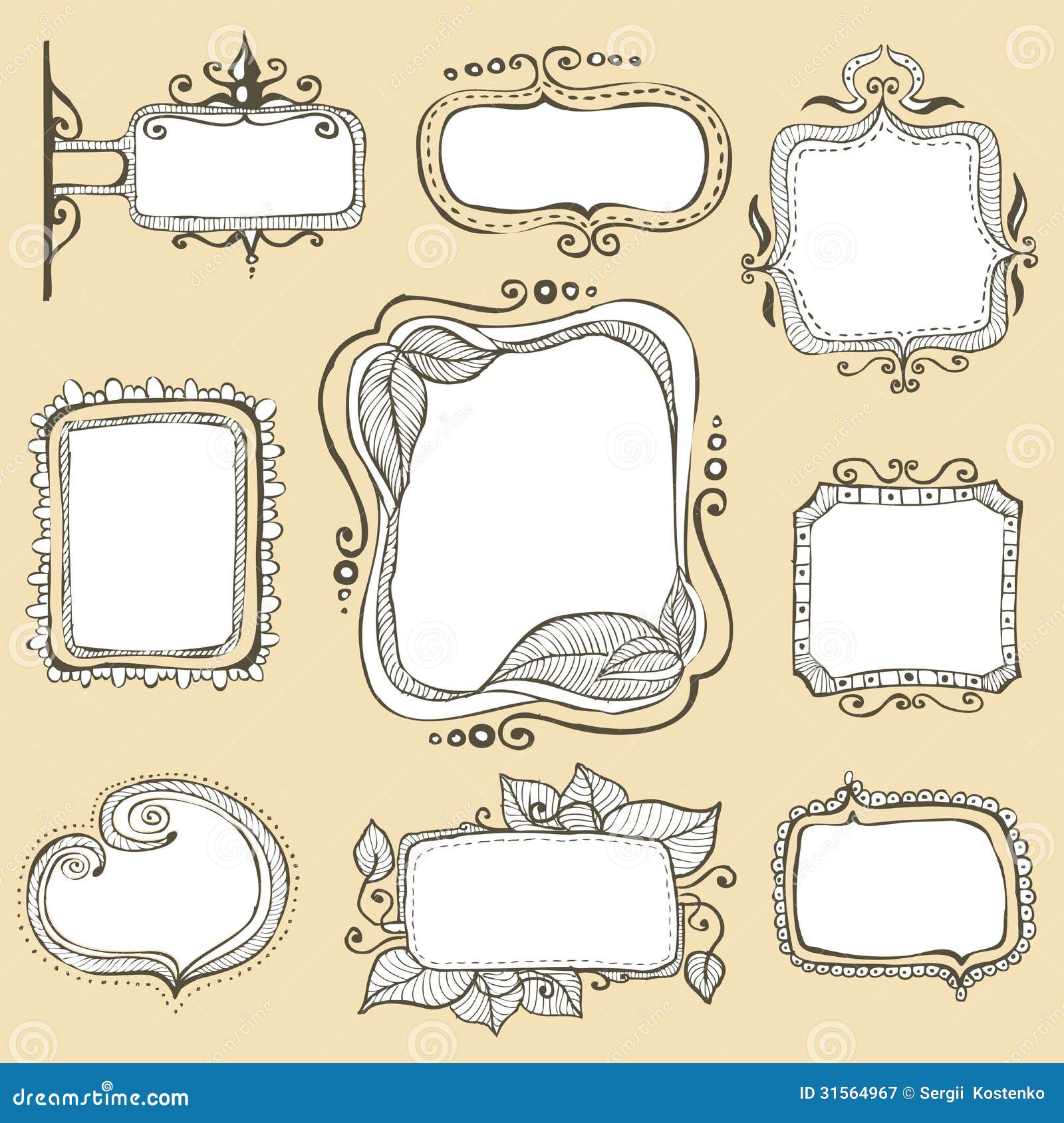 Vintage Hand Drawn Frames Collection Stock Vector - Illustration of ...