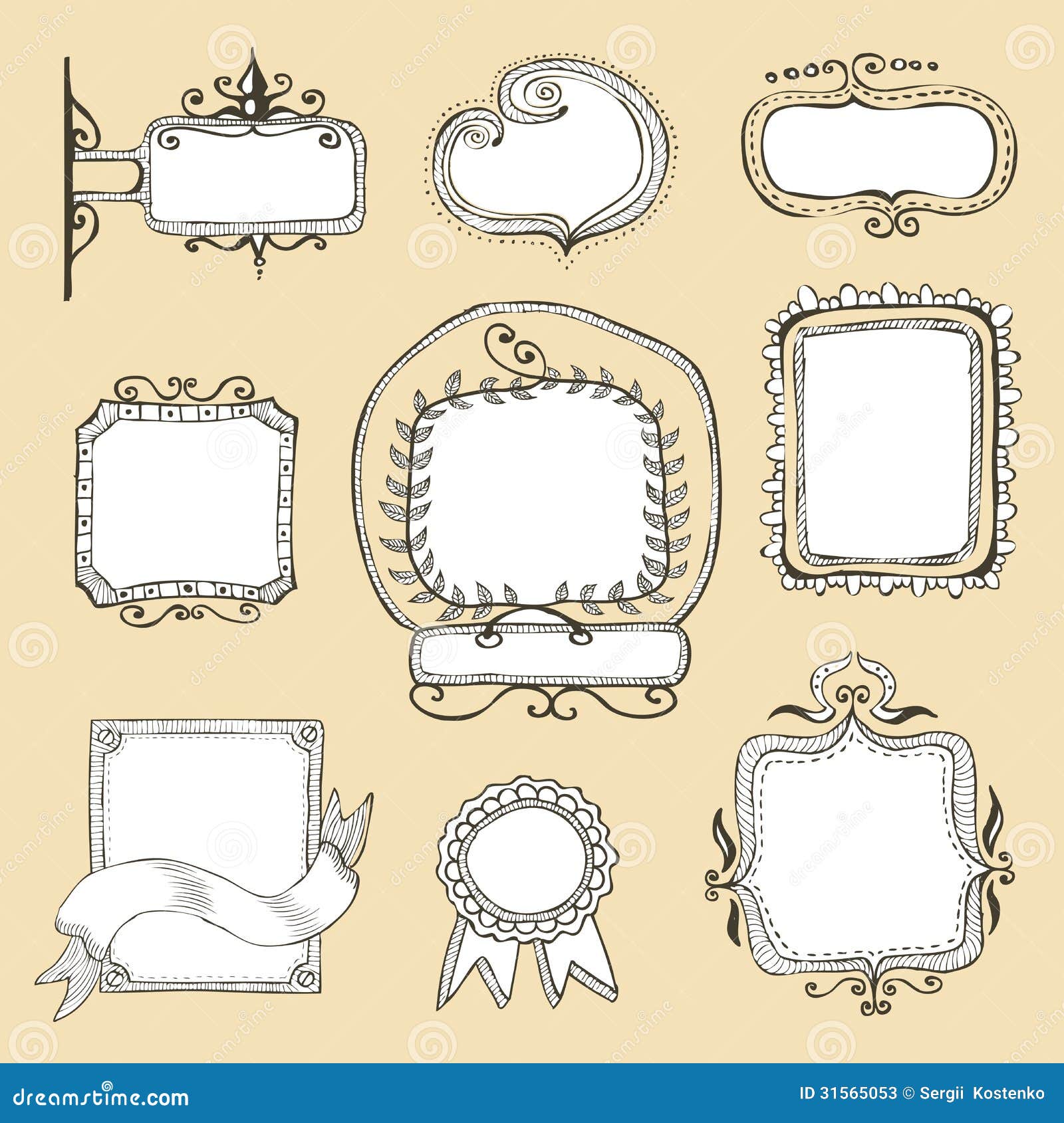 Vintage Hand Drawn Frames Collection Stock Vector - Illustration of ...