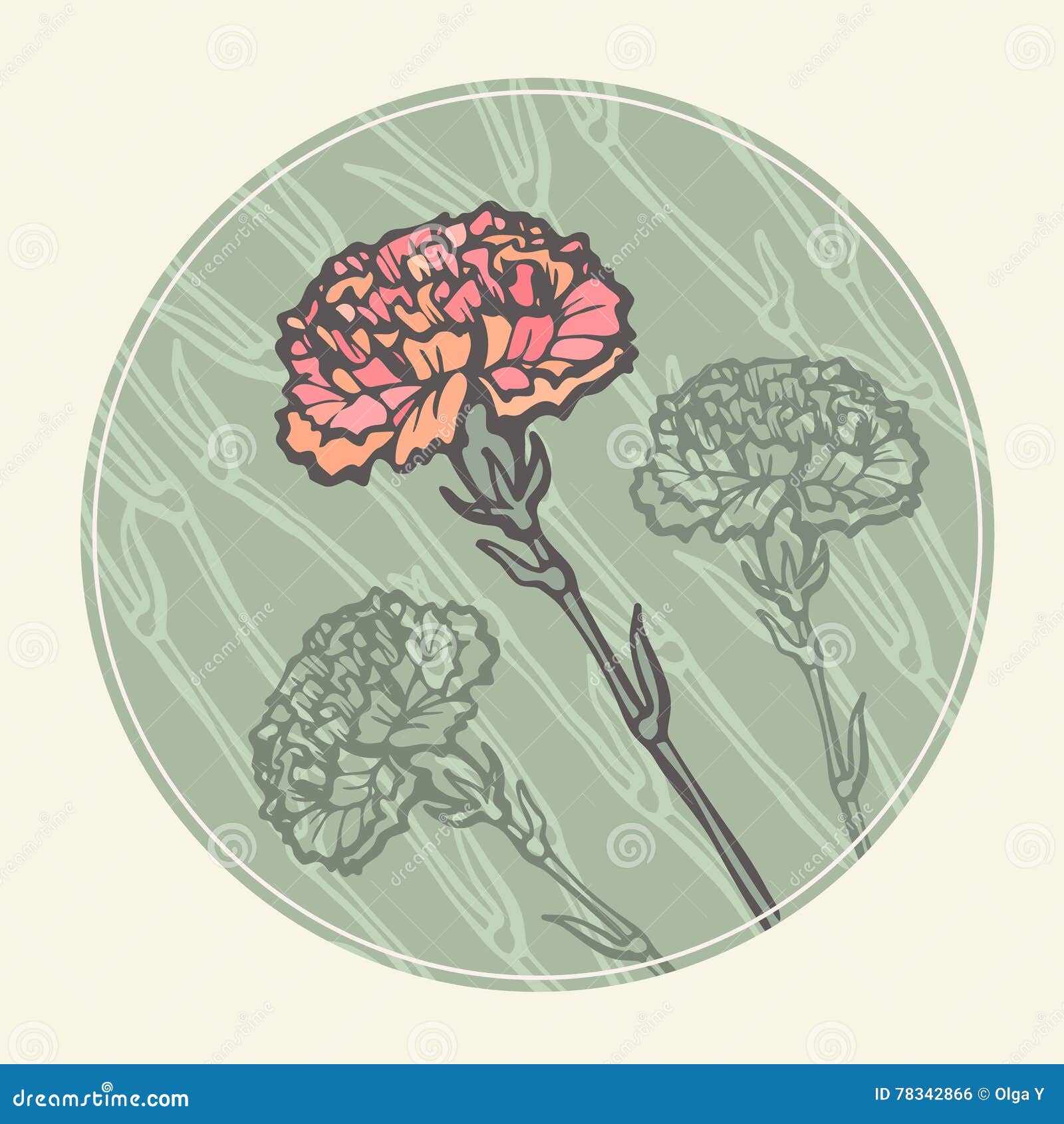 Vintage Hand Drawn Graphic Carnation. Doodle Drawing and Sketch Stock ...