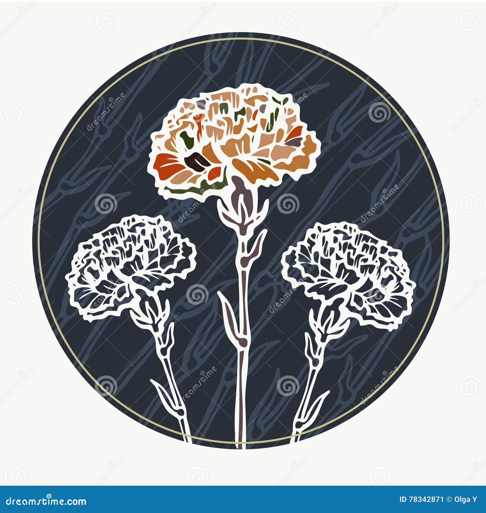 Vintage Hand Drawn Graphic Carnation. Doodle Drawing and Sketch Stock ...