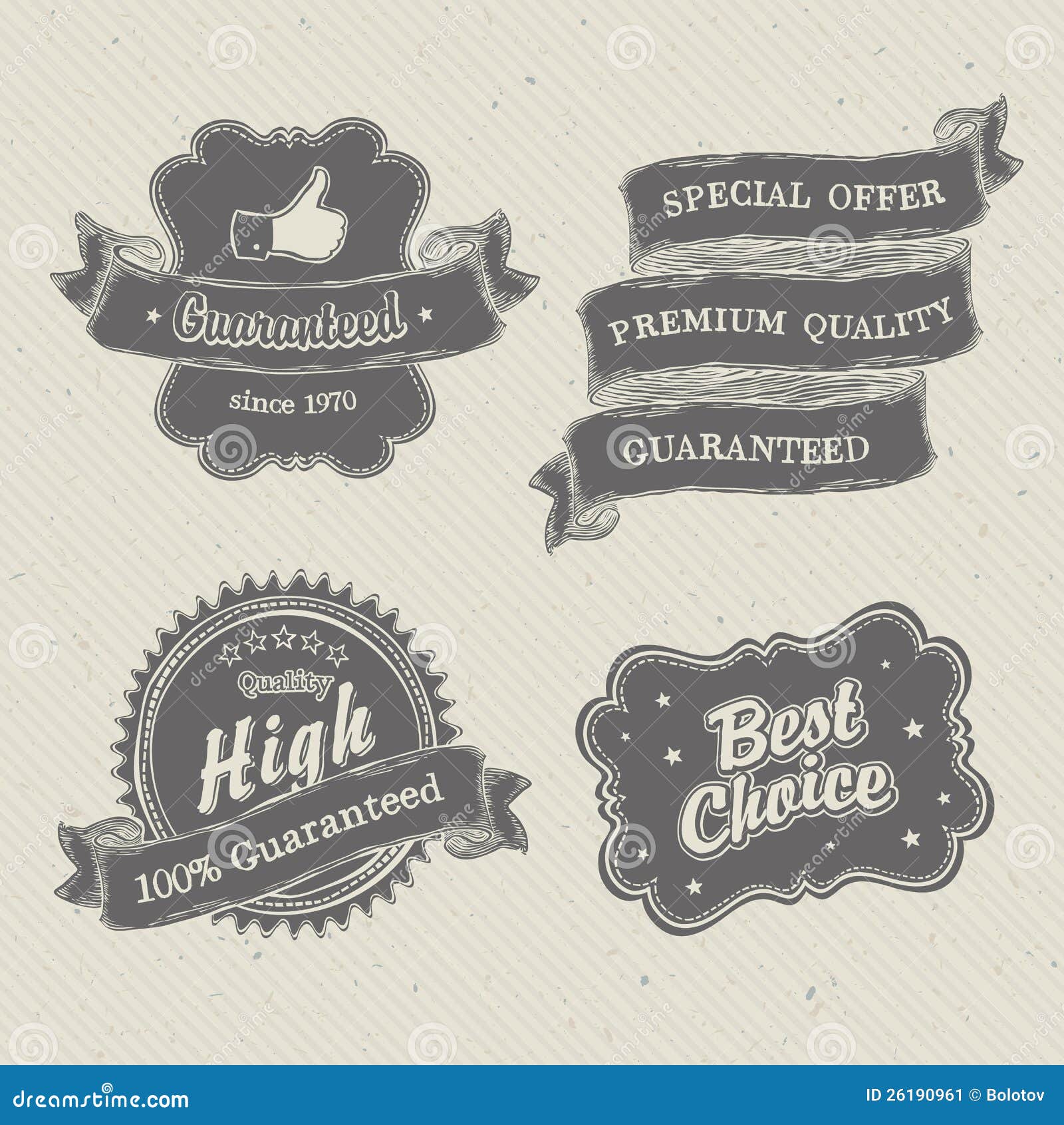 Vintage Hand-drawn Labels Collection Stock Vector - Illustration of ...