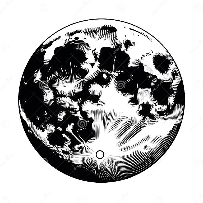 Vintage Hand Drawn Style Moon Symbol Silhouette Monochrome Moon Icon Stock Image Image Of