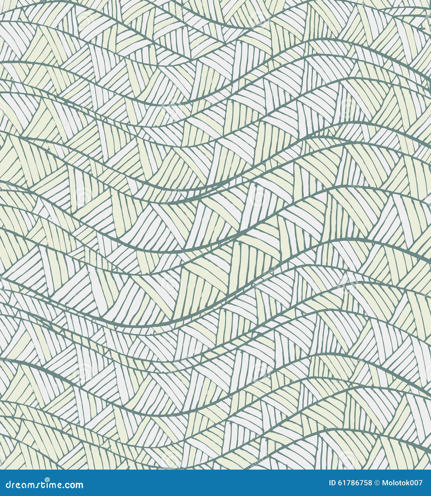 Vintage Hand-drawn Vector Pattern with Wave, Line and Triangle Stock ...