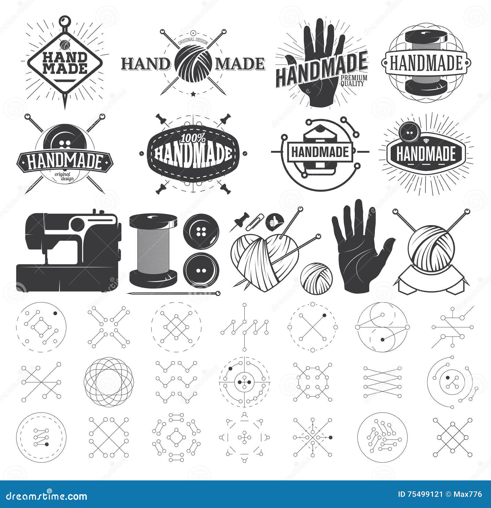 Vintage Hand Made Logo, Labels, Badges Stock Vector - Illustration of ...