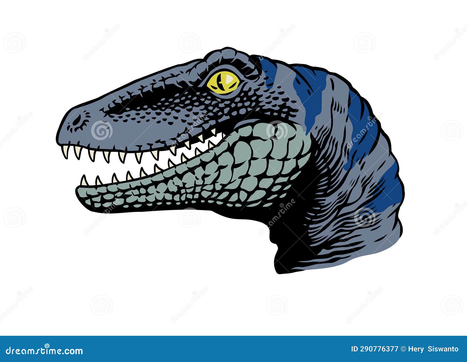 Vintage Hand Drawn of Raptor Dino Head Stock Illustration ...