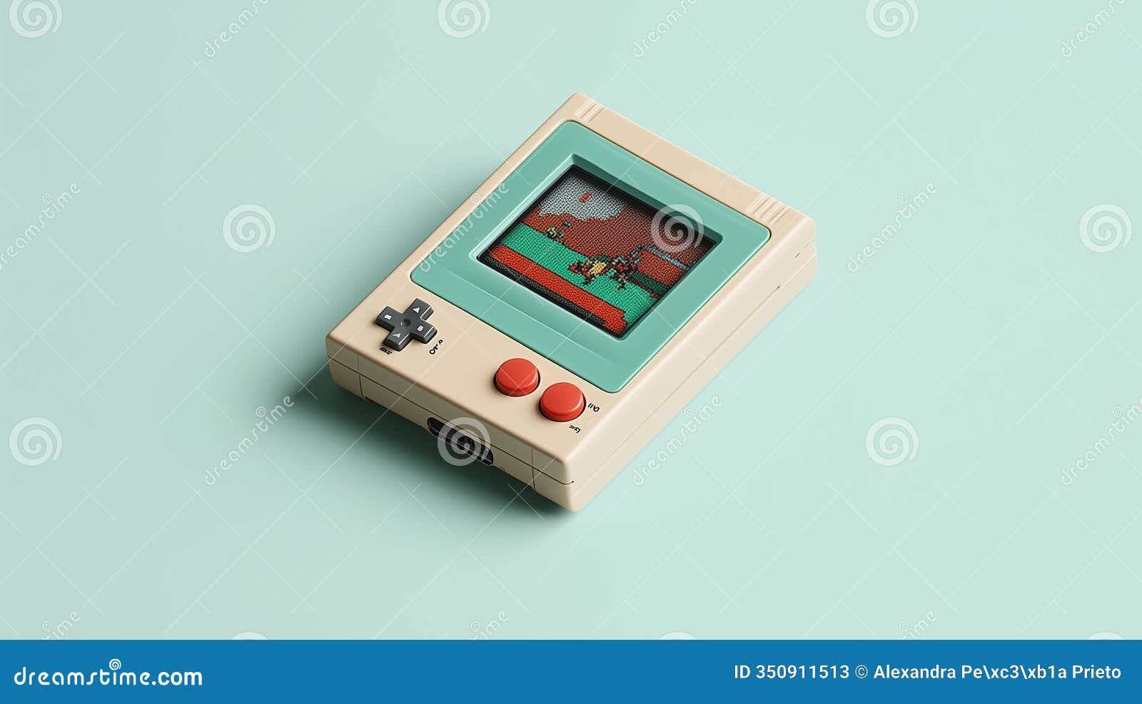 Vintage Handheld Console With Pixelated Game Display Stock Image ...