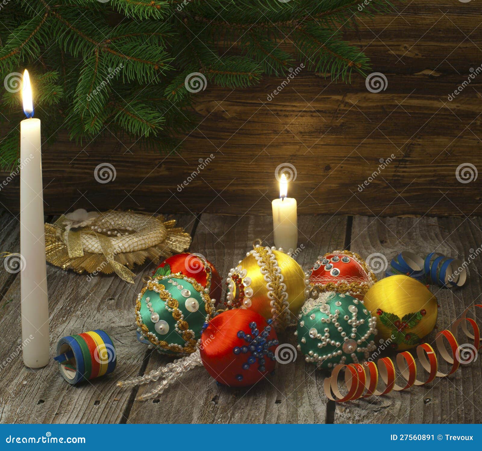 Vintage Handmade Christmas Decorations Stock Image - Image of decorate ...