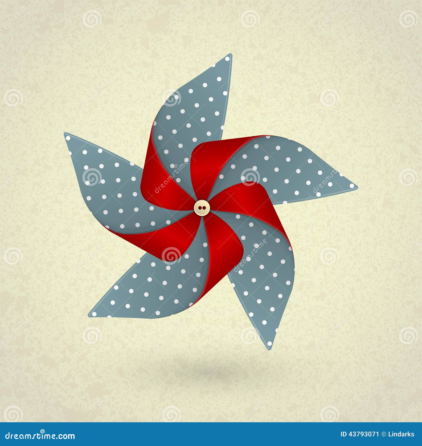 Vintage Handmade Red and Blue Pinwheel with Dots Stock Vector ...