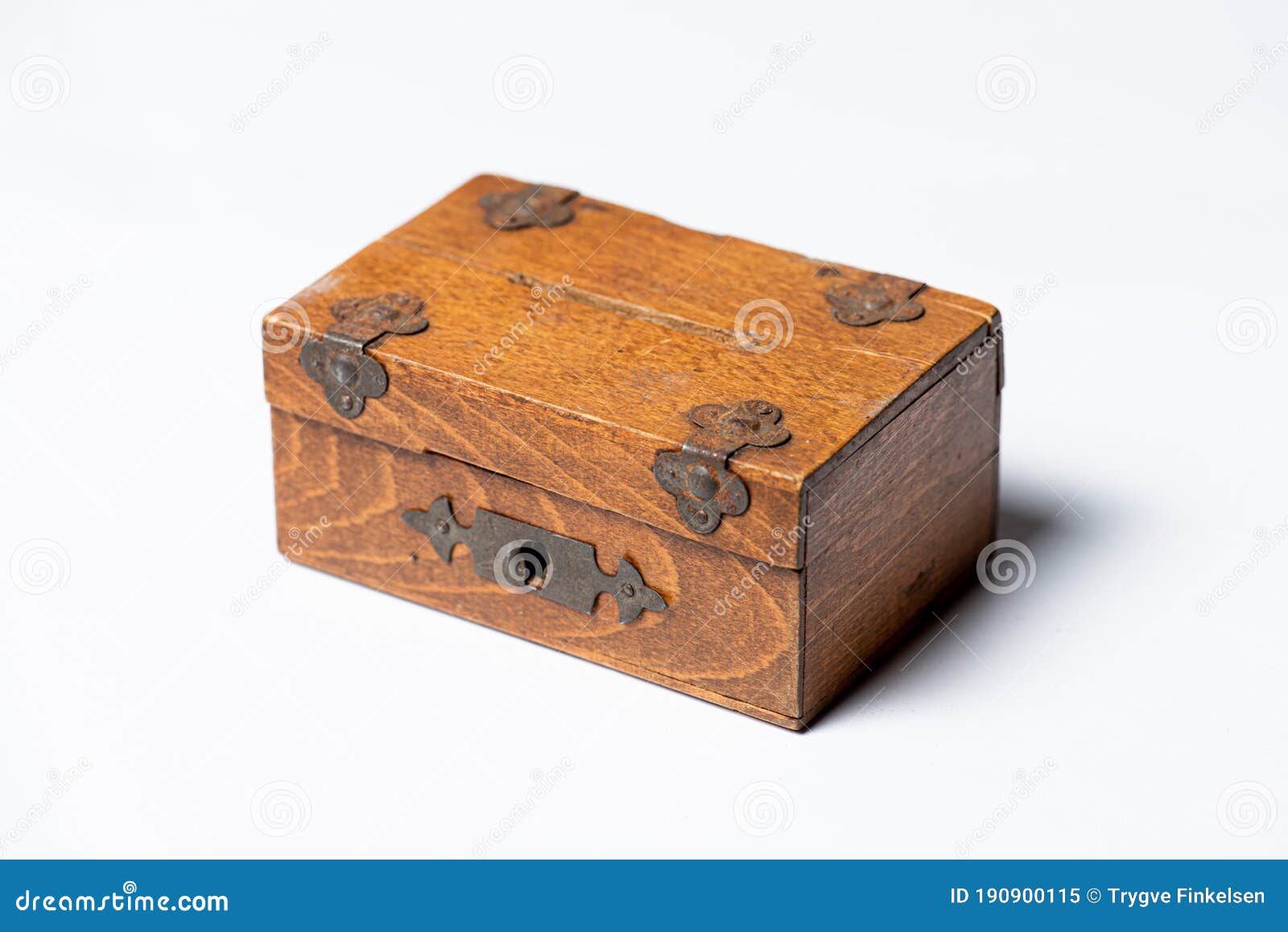 Vintage Handmade Wooden Box with Lock on White Background Stock Image ...