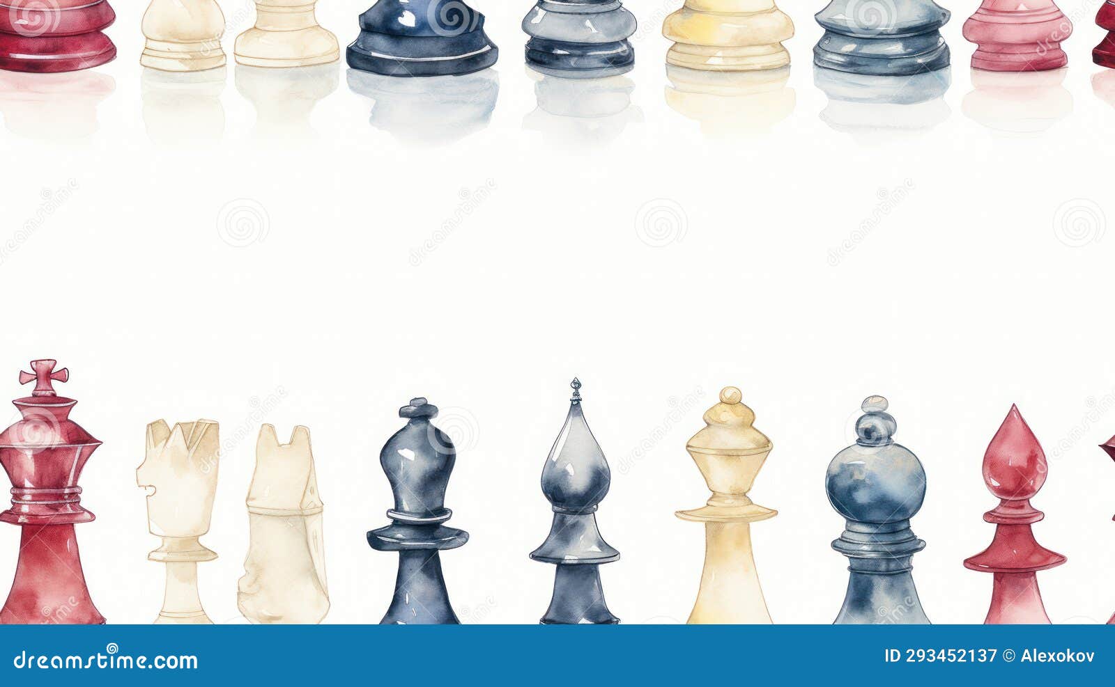 Vintage Handpainted Chess Pieces Seamless Pattern AI Generated Stock ...