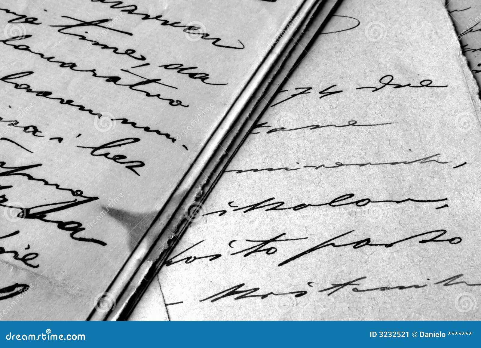 Vintage Handwritten Postcard Letter. Used Paper Texture Background ...