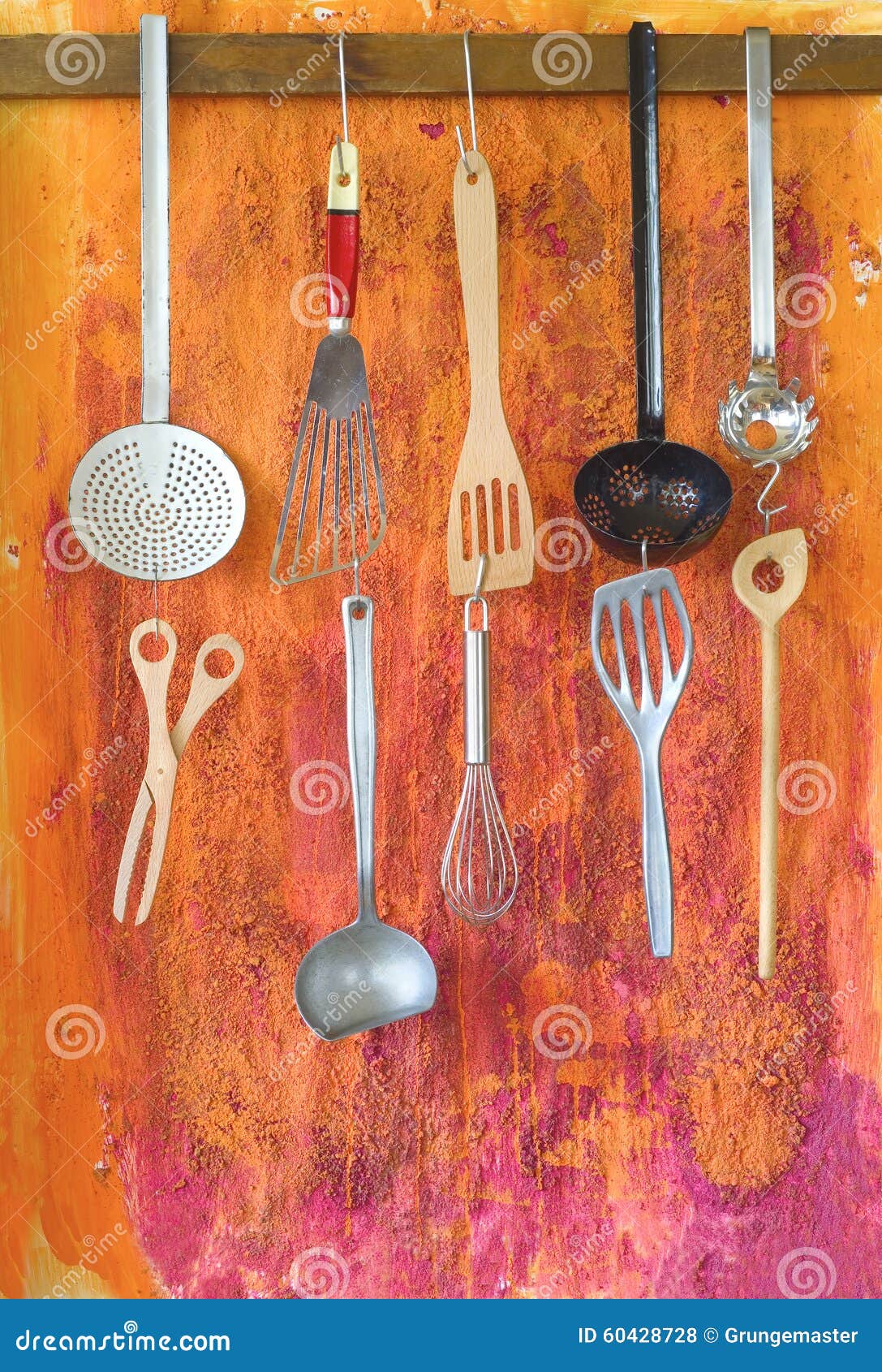 Vintage Hanging Kitchen Utensils, Stock Photo - Image of spoons ...