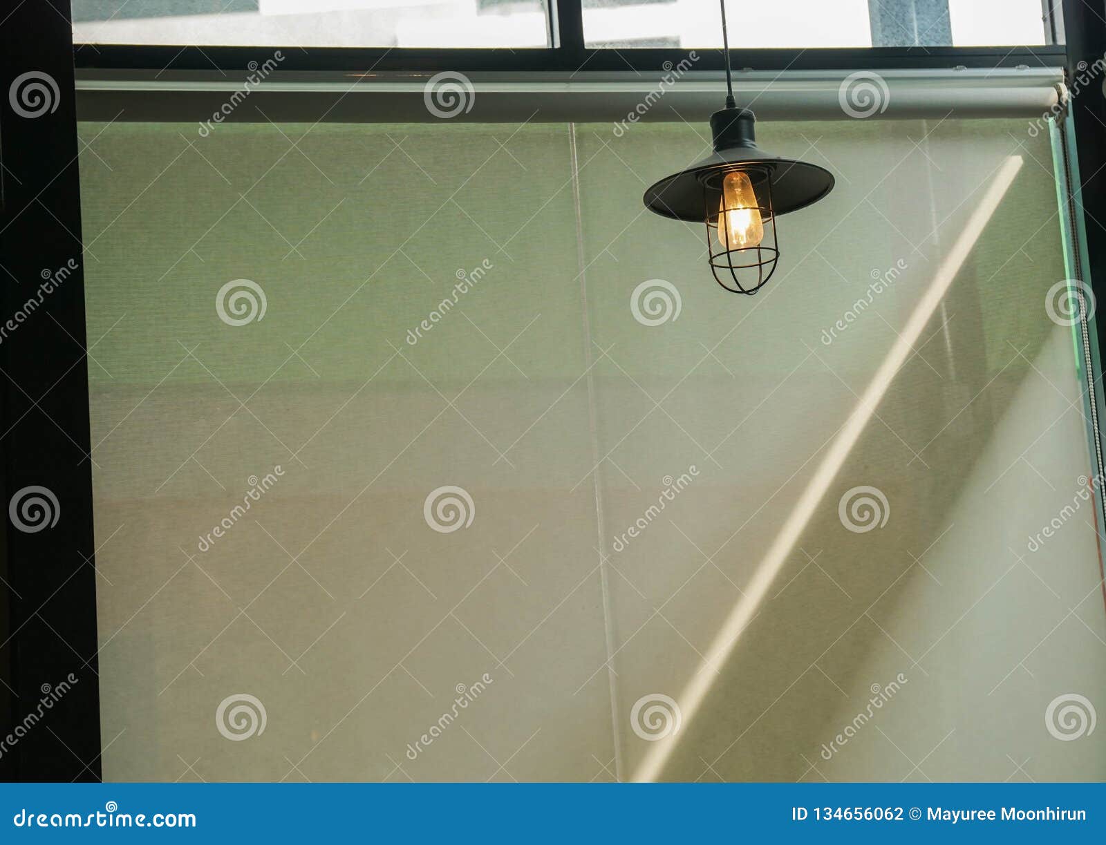 Vintage Hanging Light Bulb Decorated in Restaurant Stock Photo - Image ...