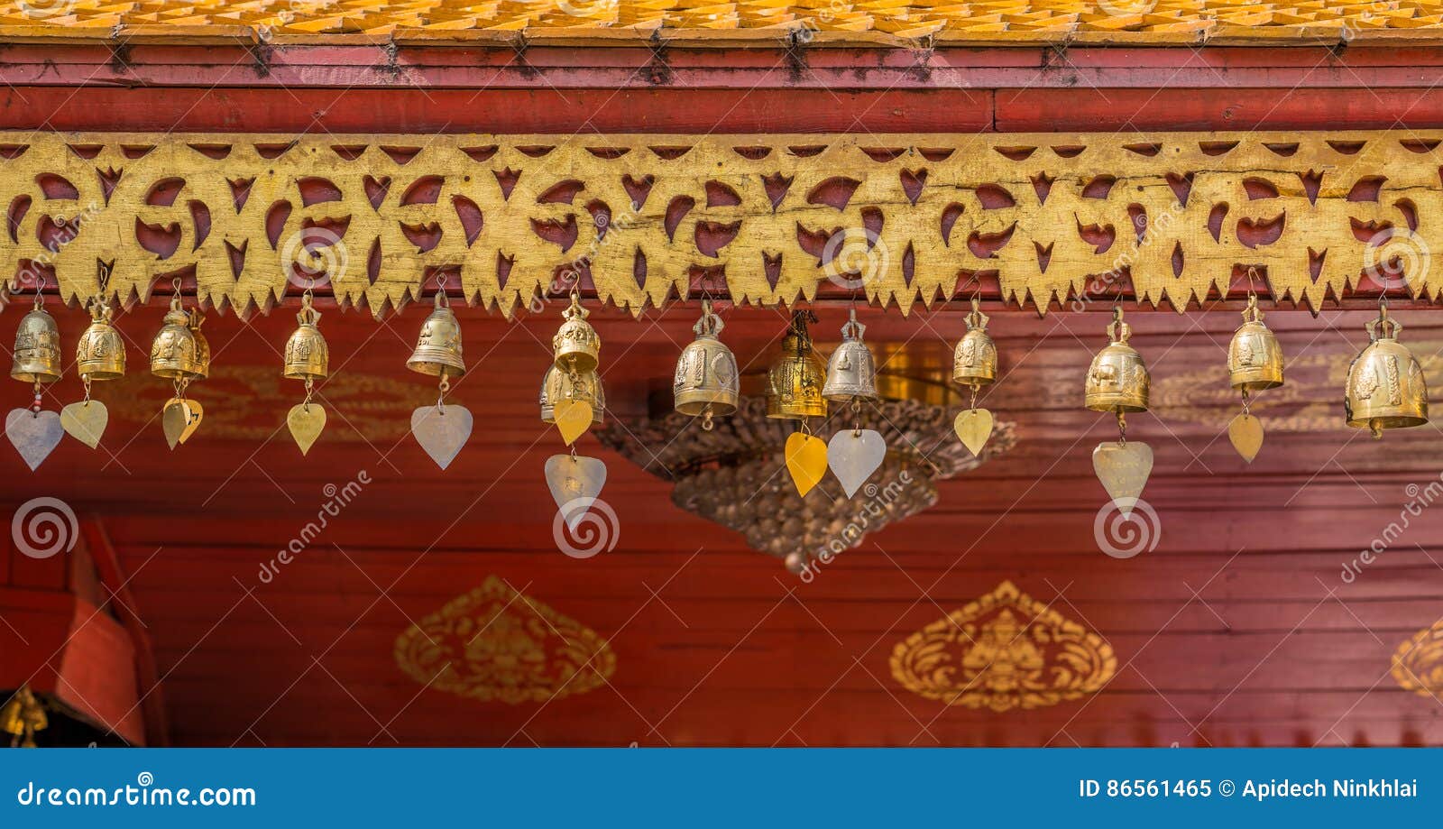 Vintage Hanging Small Bells on Eaves Stock Image - Image of retro ...