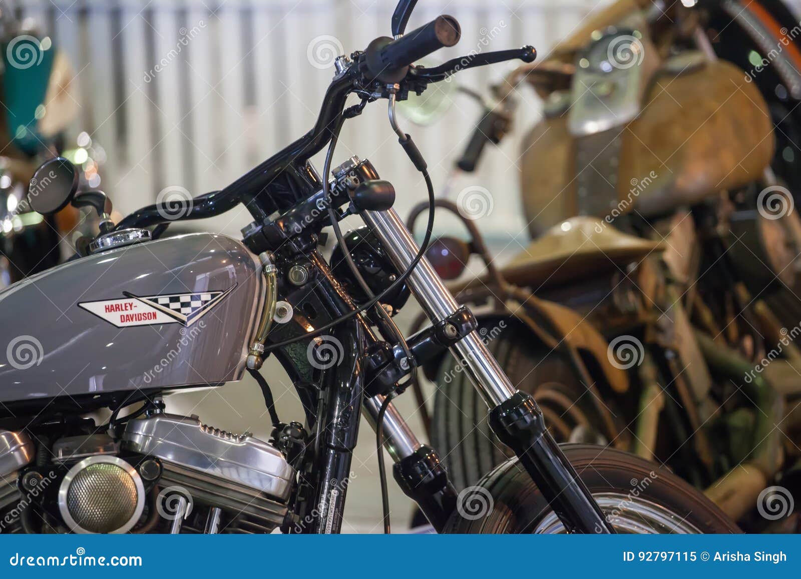 Vintage Harley Davidson Motorcycle on Display Editorial Image - Image ...
