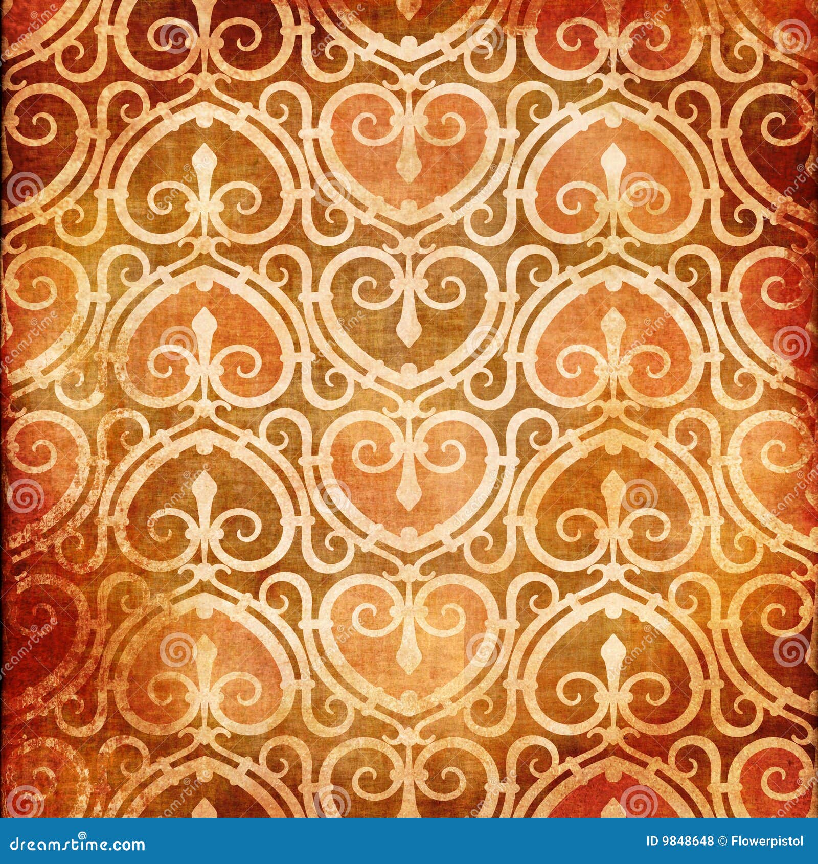 Vintage Heart Pattern stock illustration. Illustration of romantic ...