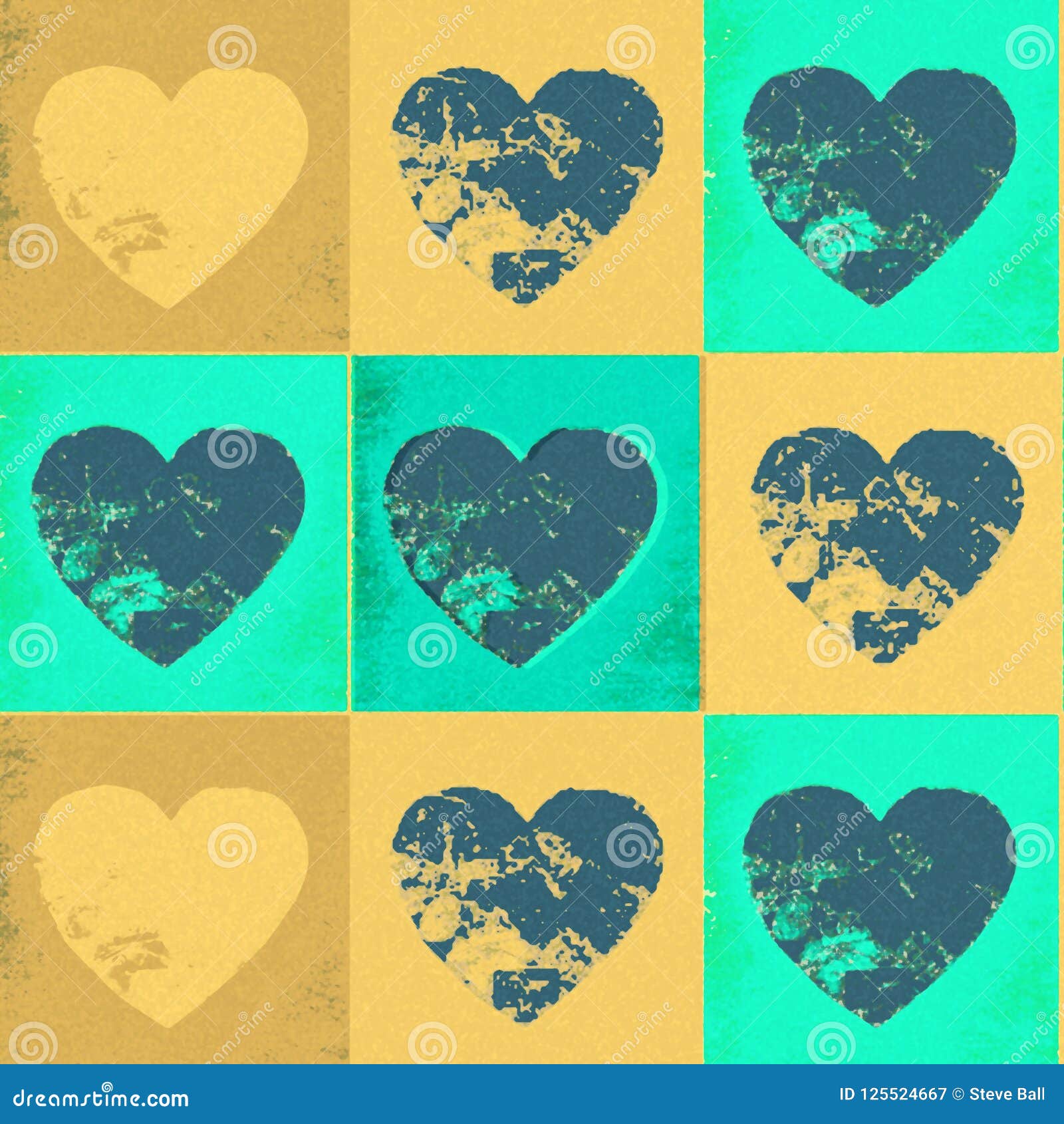 Vintage Hearts Tiled Pattern Stock Illustration - Illustration of ...