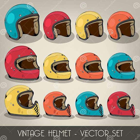 Vintage Helmet Vector Set stock vector. Illustration of defense - 32261625