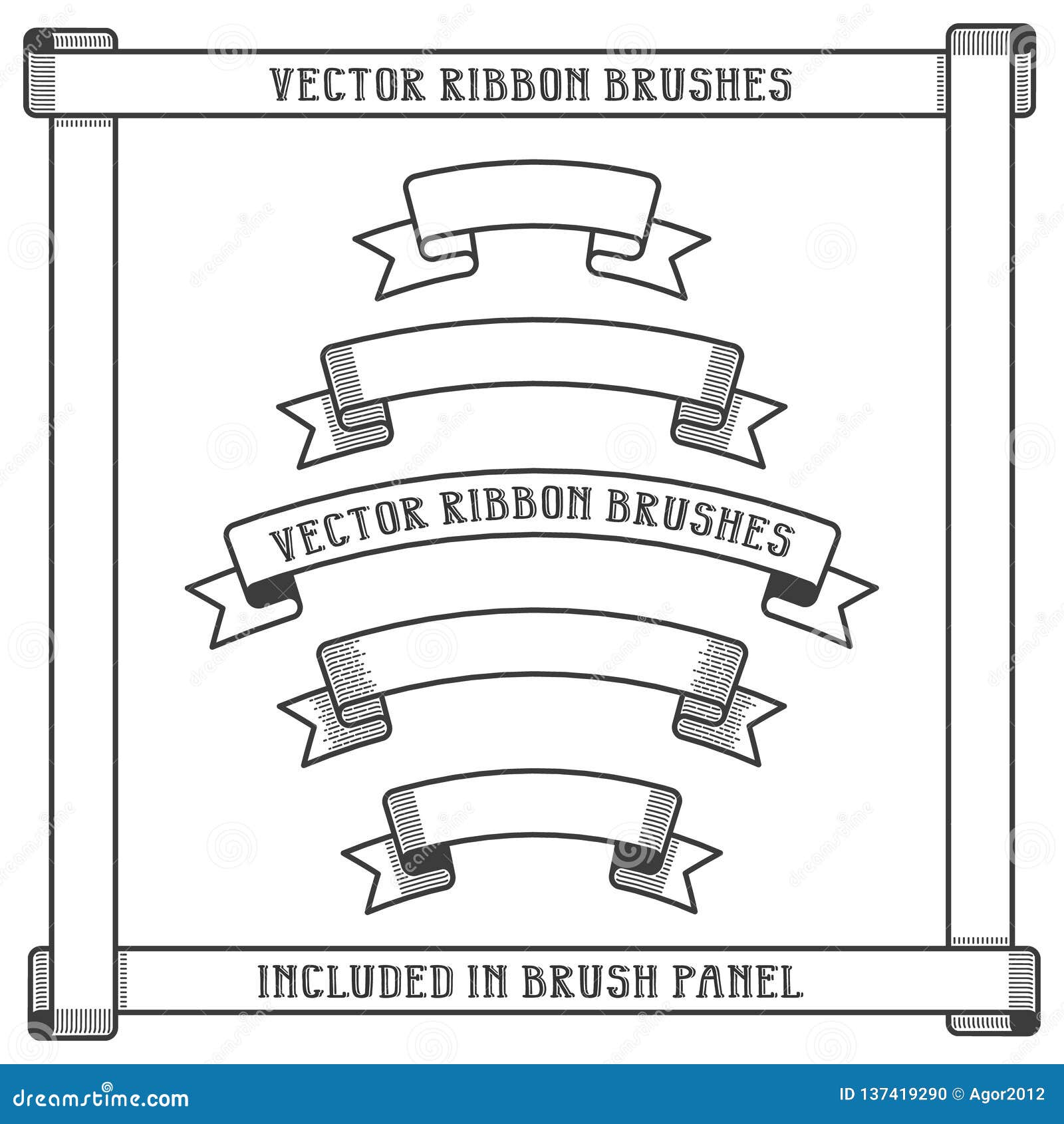 Vintage Heraldic Ribbon Vector Brushes Stock Vector - Illustration of ...