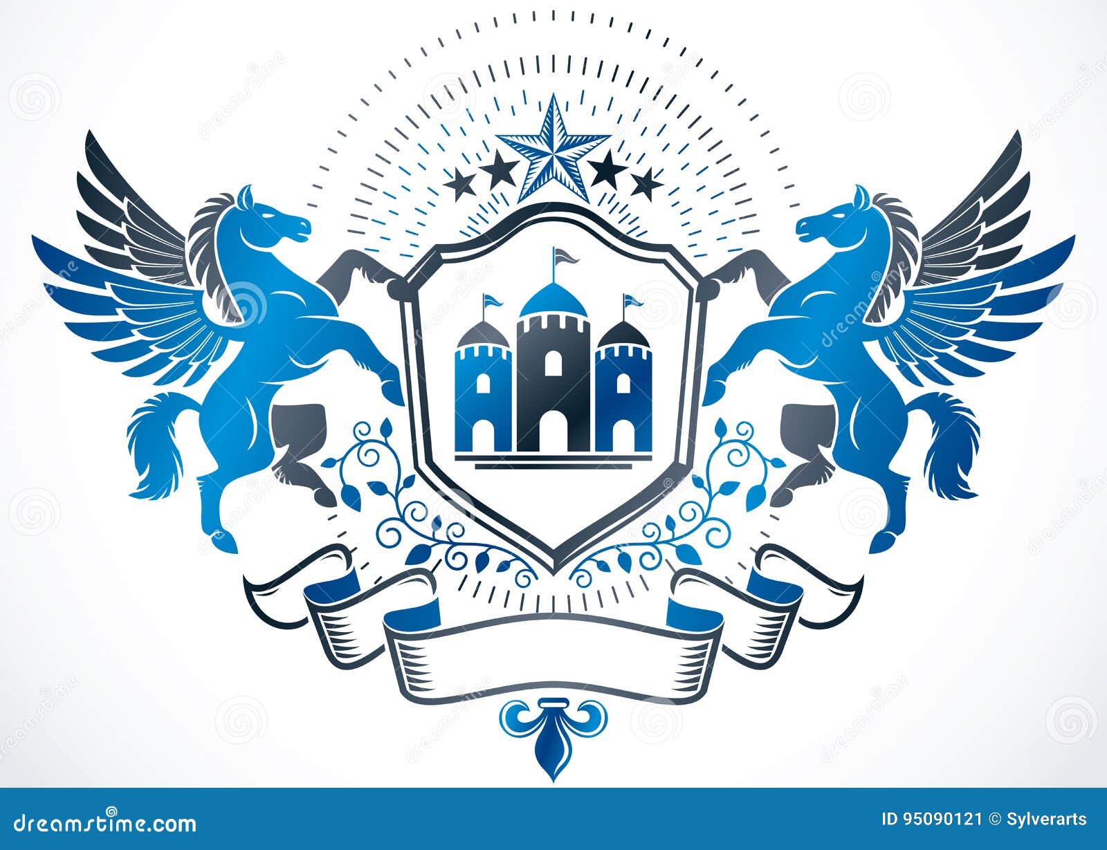 Vintage Heraldry Design Template, Vector Emblem Created Using My Stock ...