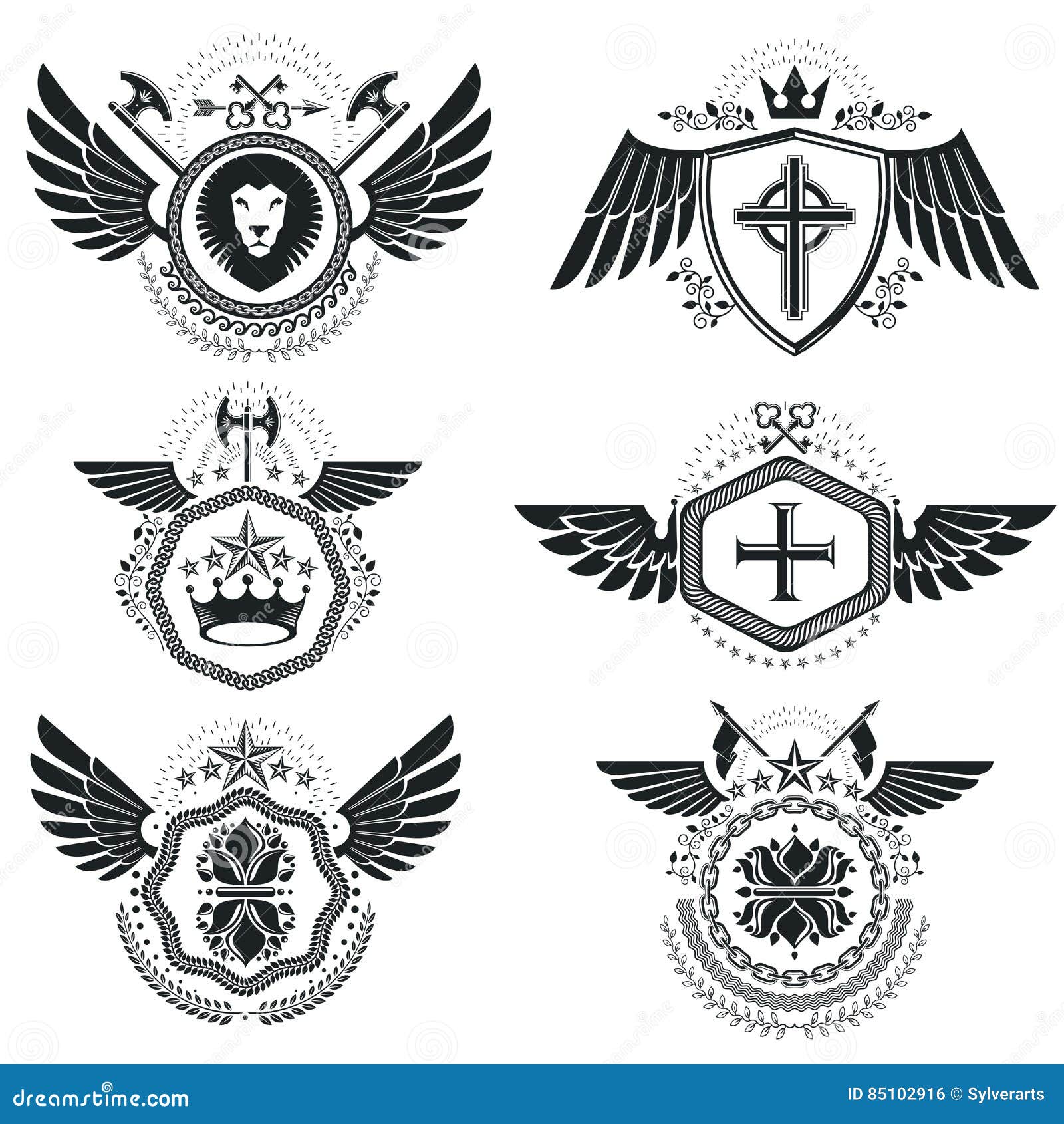 Vintage Heraldry Design Templates, Vector Emblems. Collection of Stock ...