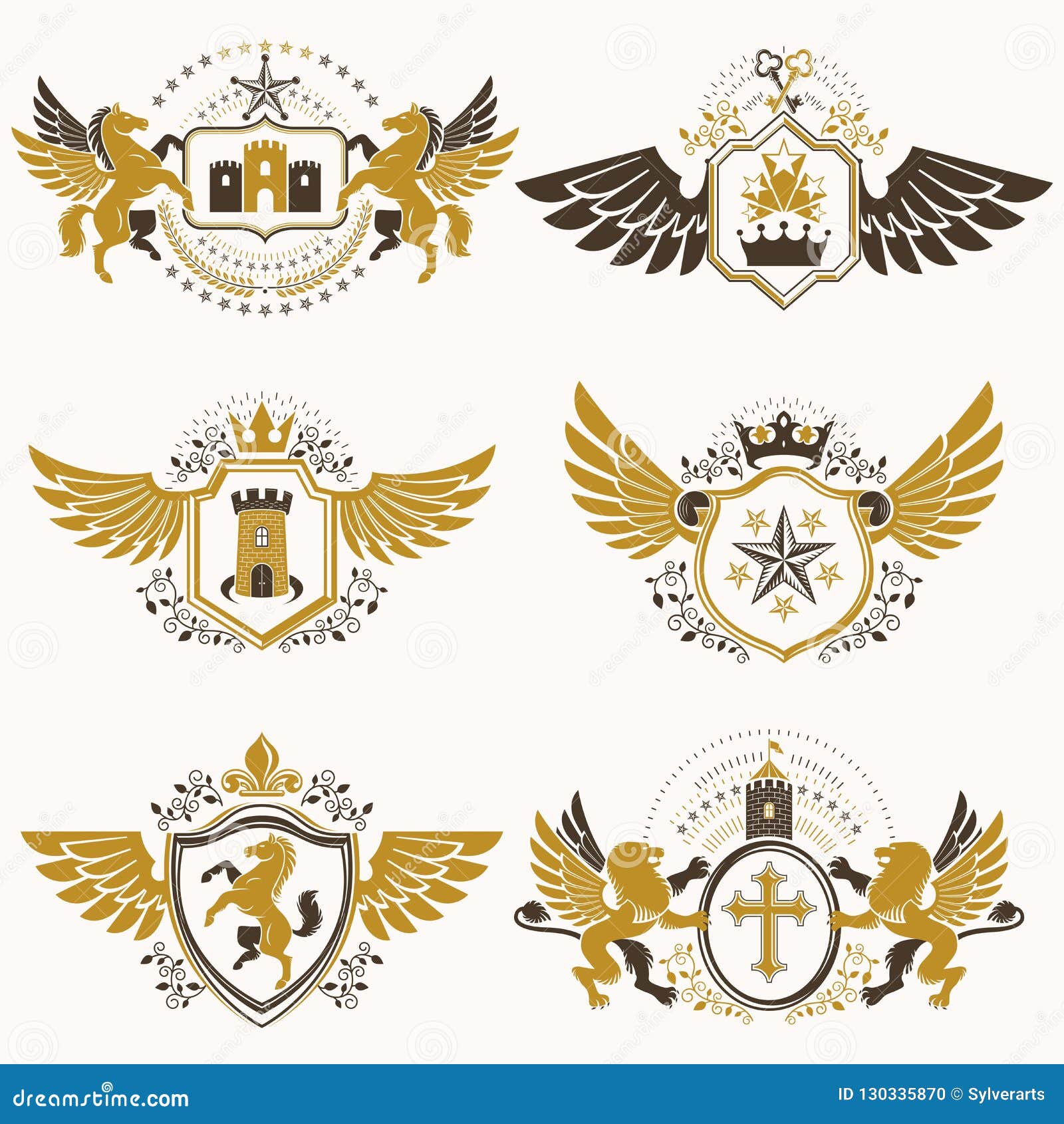 Vintage Heraldry Design Templates, Vector Emblems Created with B Stock ...