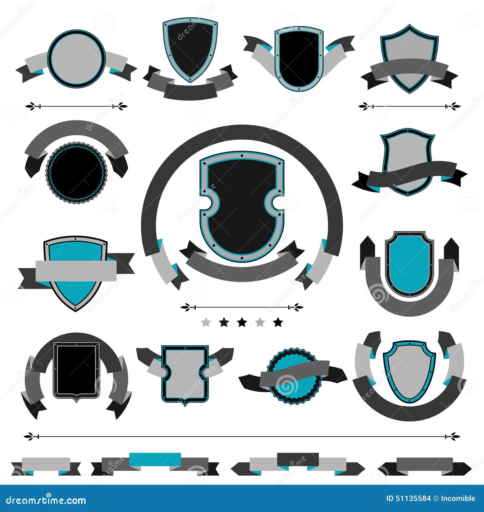 Vintage Heraldry Shields and Ribbons Retro Style Stock Vector ...