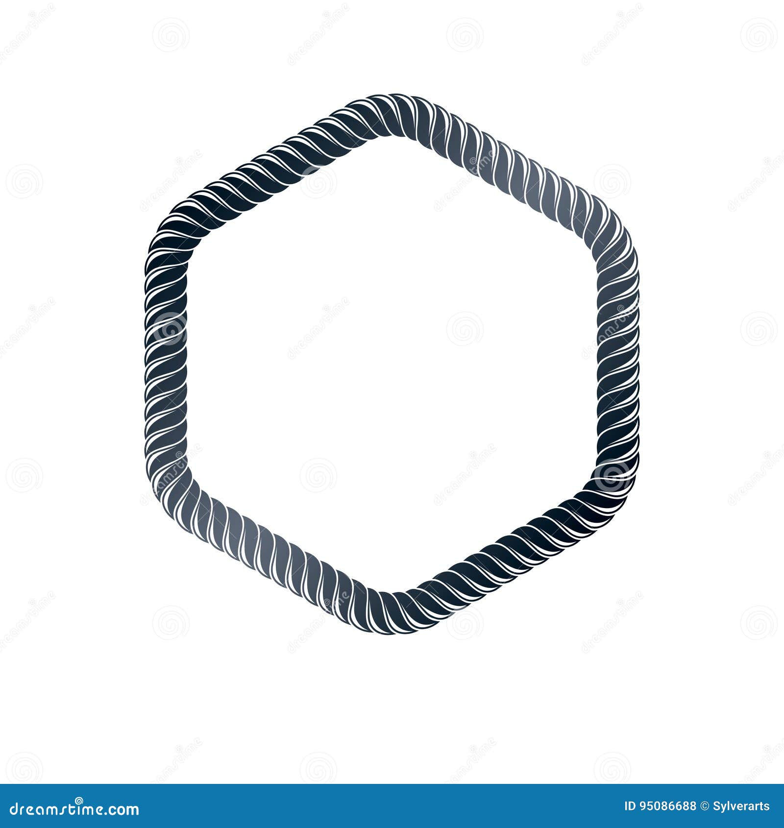 Vintage Hexagonal Frame Created with Braid Ornament, Rope. Stock Vector ...