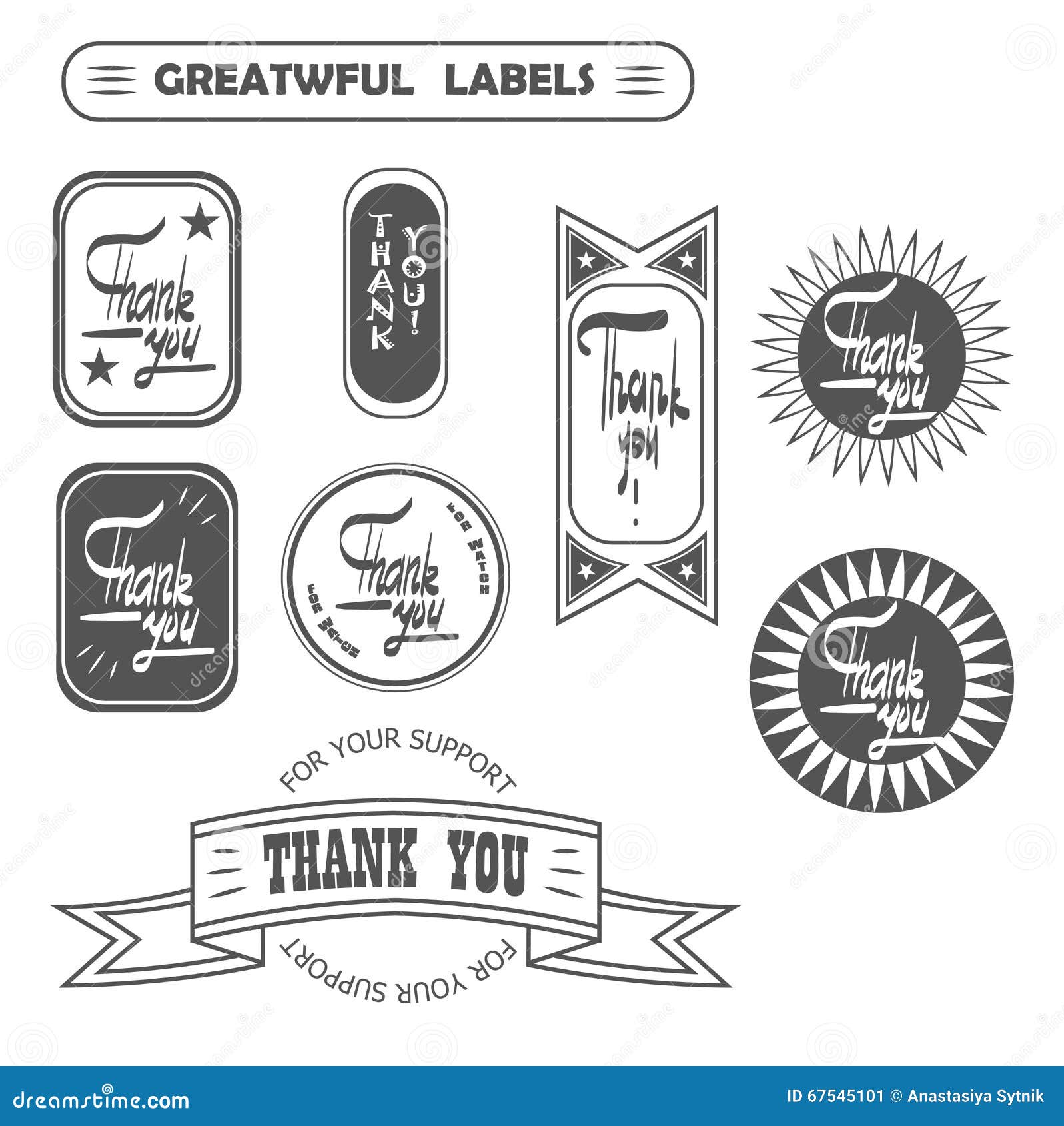Vintage Hipster Label with Thank You Vector Eps Stock Vector ...