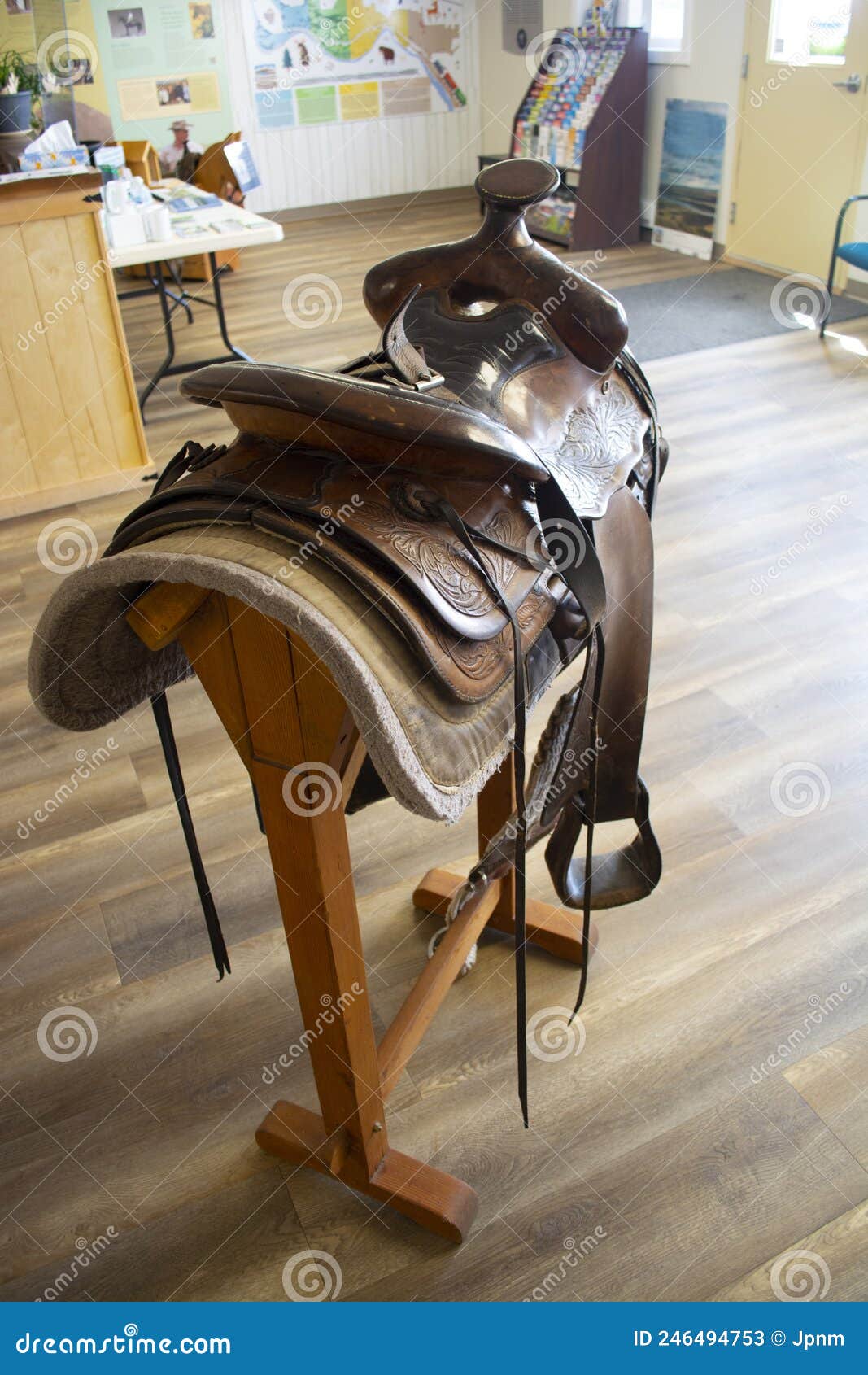 Vintage Horse Saddle on Display at Old Ranch Stock Image - Image of ...