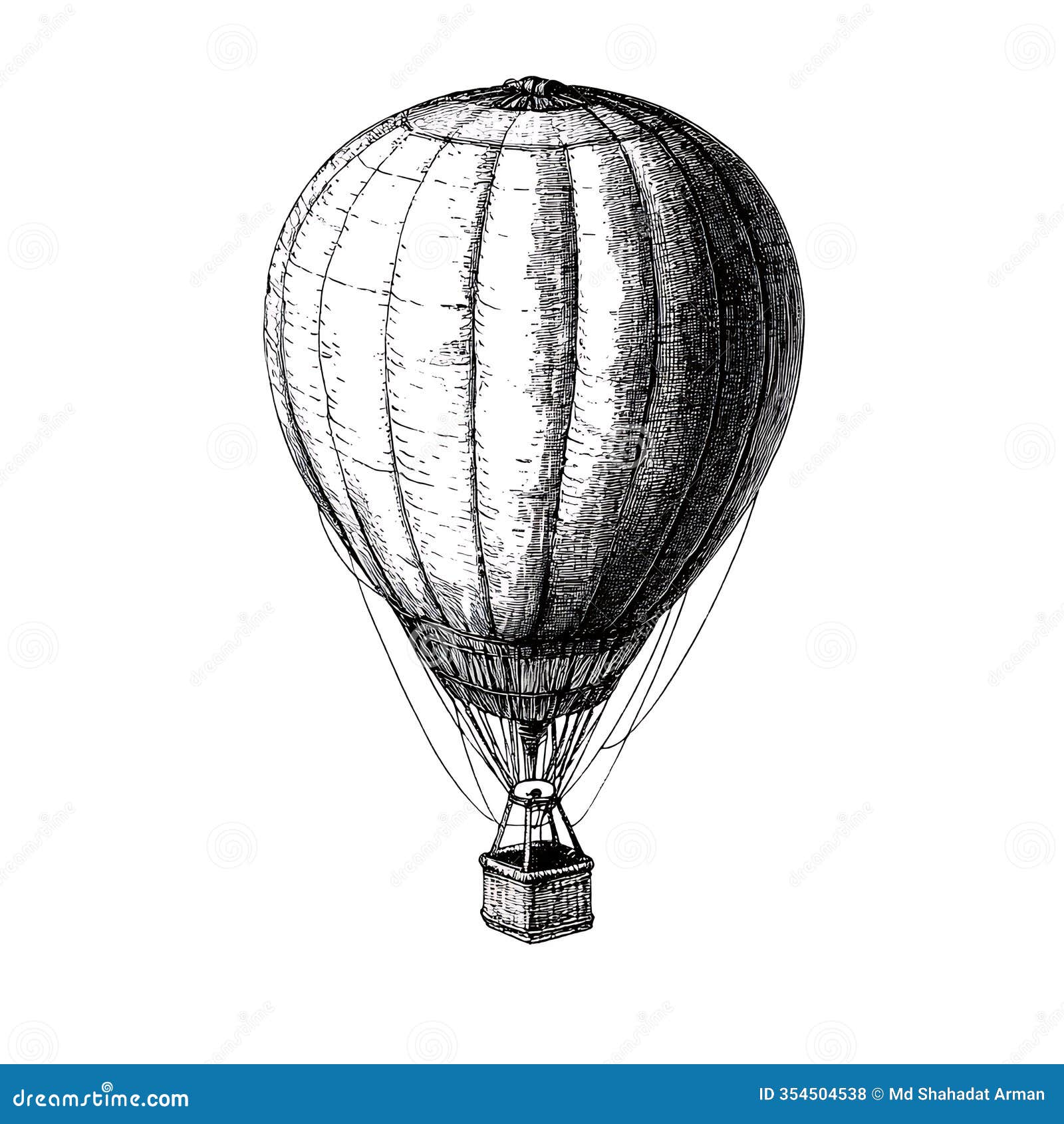 Vintage Hot Air Balloon Illustration Ink Sketch Stock Illustration ...