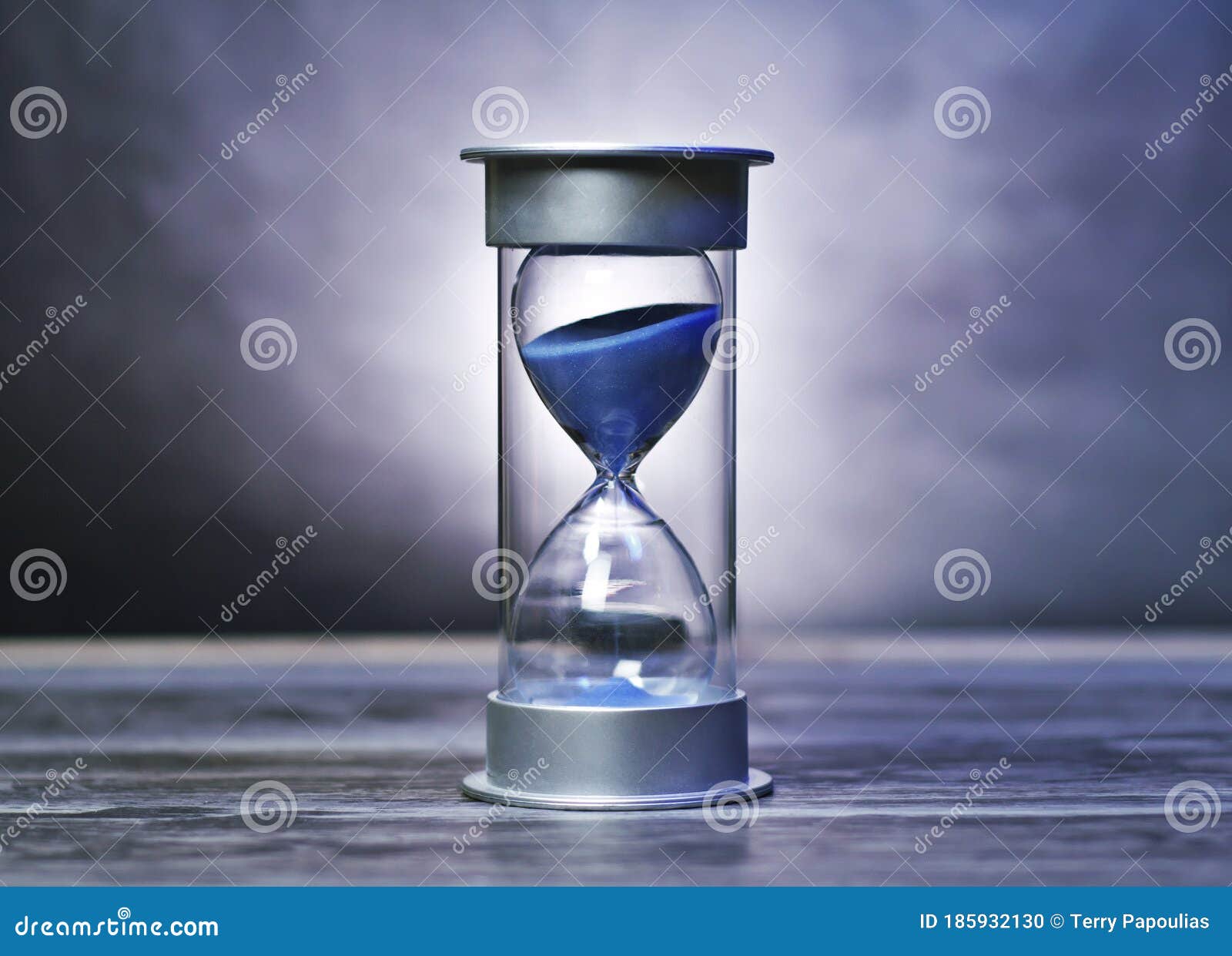 Vintage Hour Glass with Blue Sand Stock Photo - Image of download ...