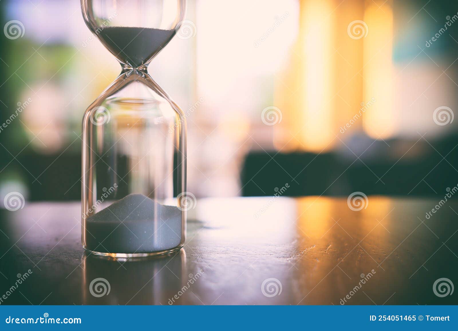 Vintage Hourglass Clock Over Table Stock Image - Image of timer, modern ...