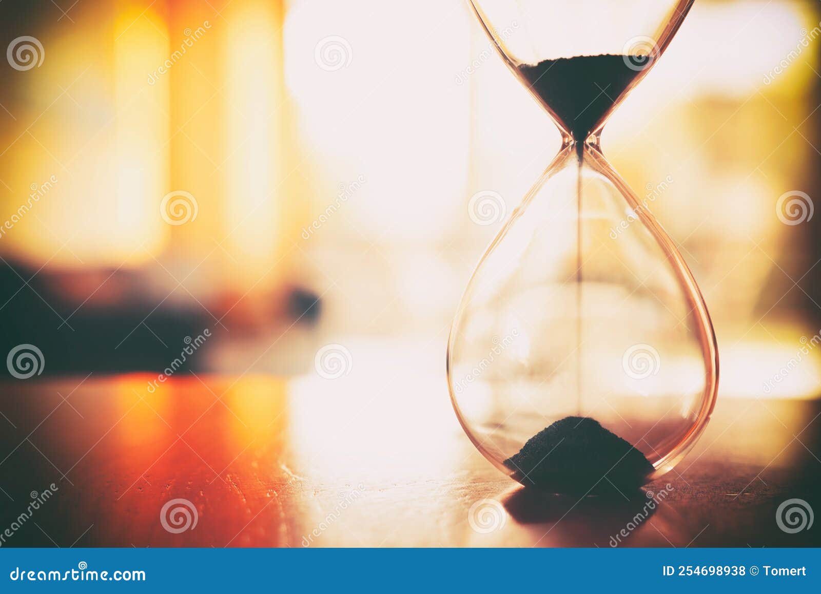 Vintage Hourglass Clock Over Table Stock Photo - Image of business ...