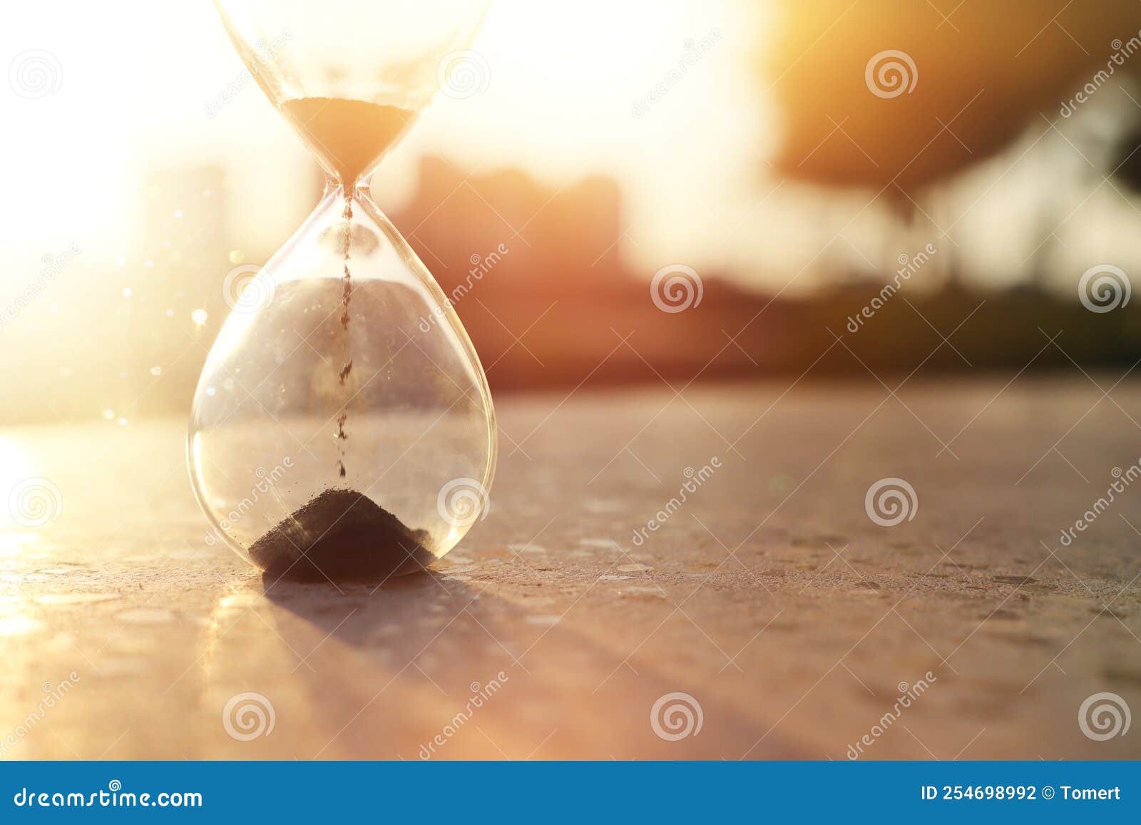 Vintage Hourglass Clock Over Table Stock Photo - Image of stopwatch ...