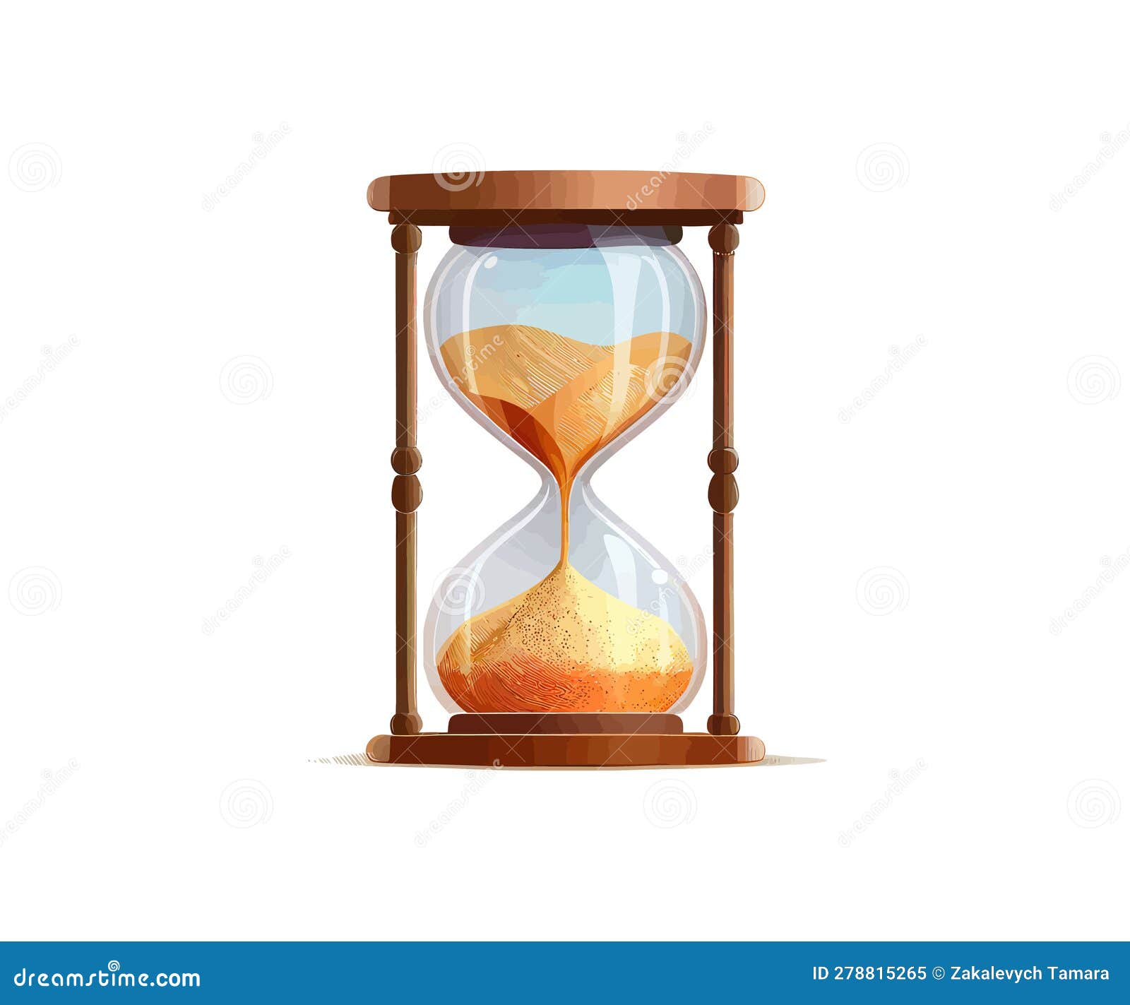 Hourglass With Flowing Sand Illustration On White Background ...