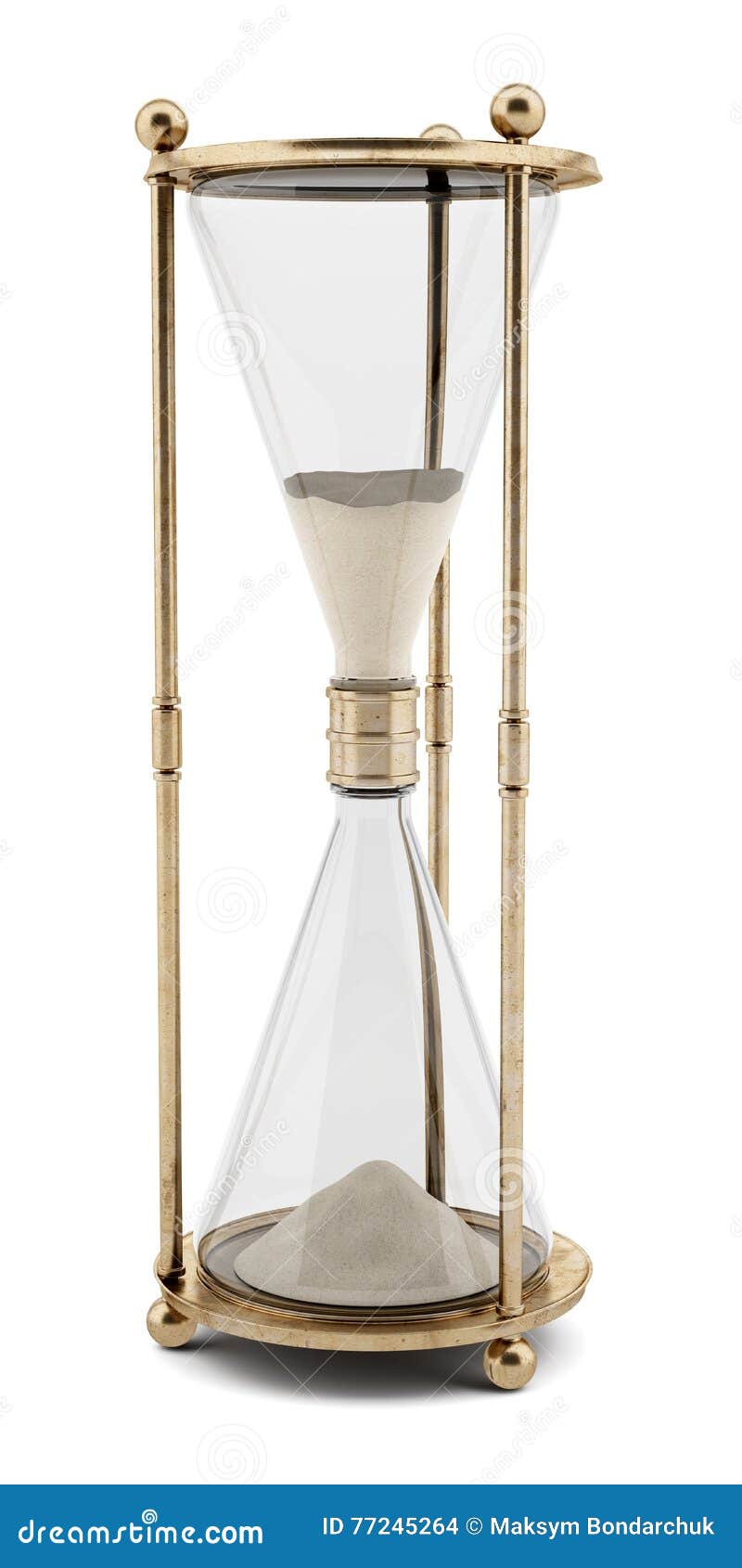 Vintage Hourglass Isolated on White Stock Illustration - Illustration ...