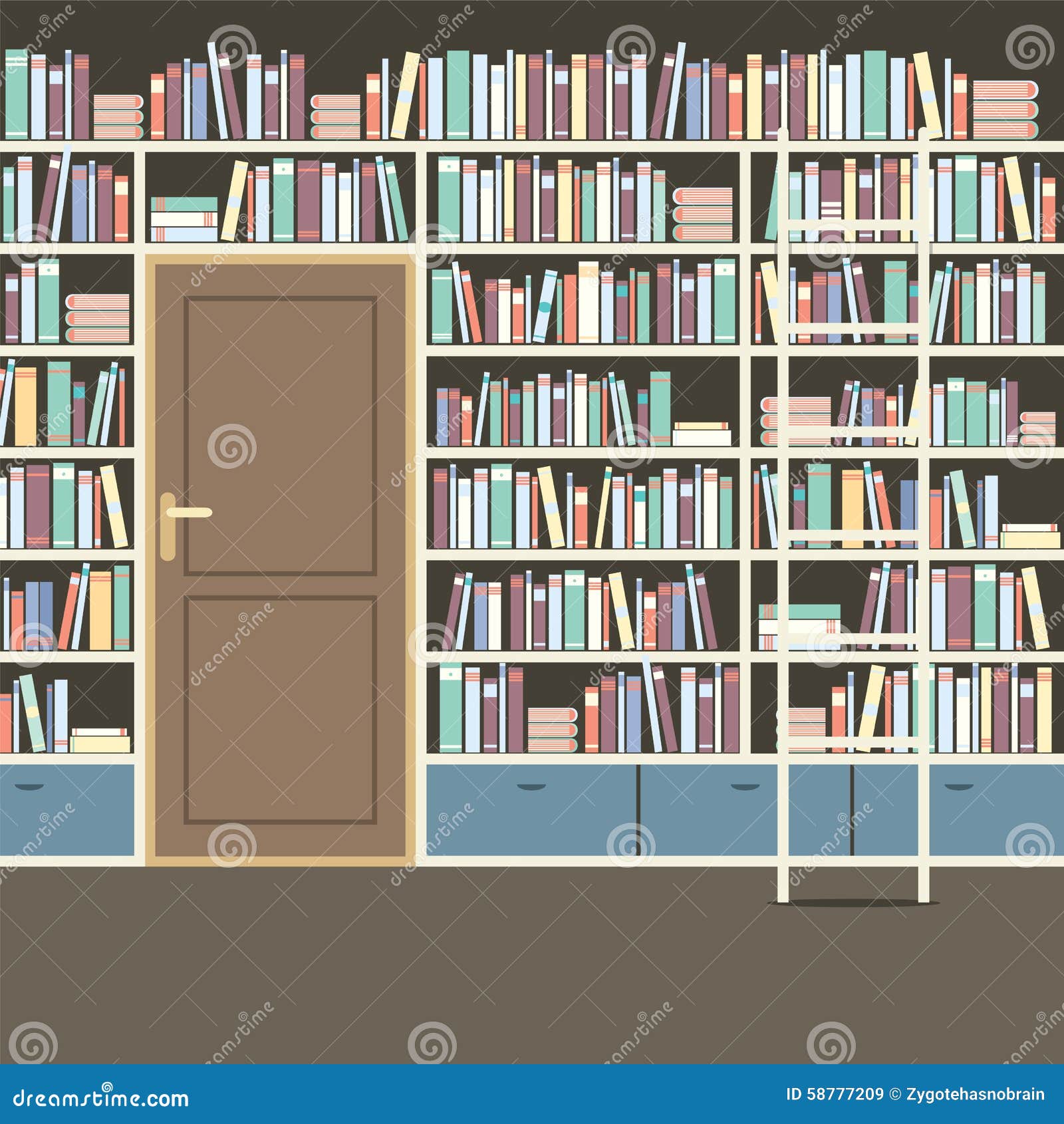 Vintage Bookcase Filled With Books. Library Furniture Isolated On White ...