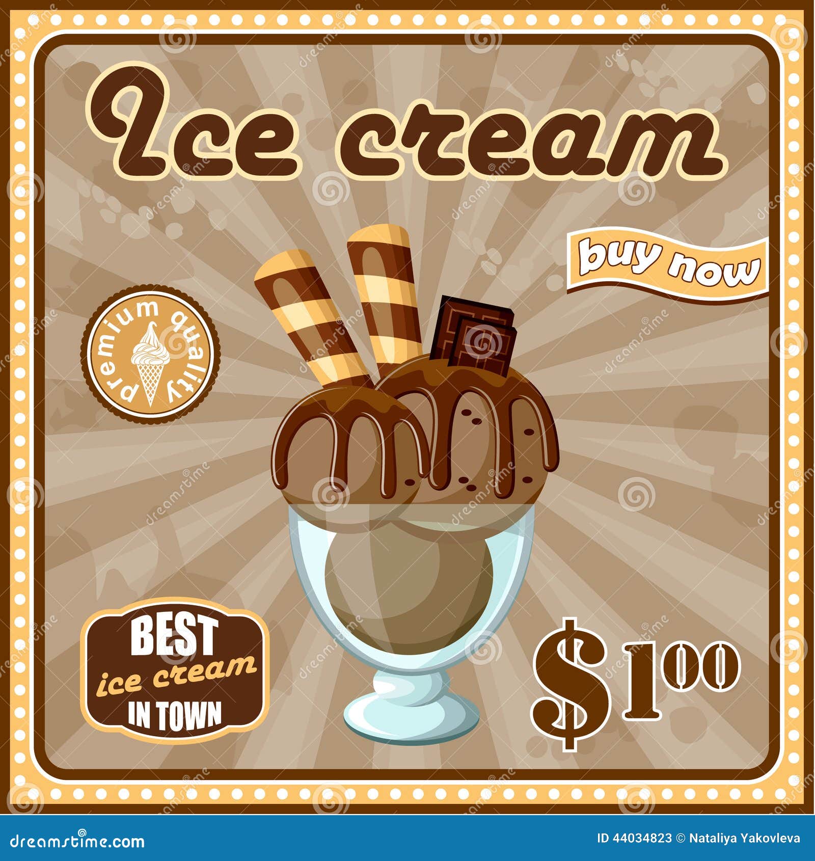 Vintage ice cream poster stock vector. Illustration of caramel - 44034823