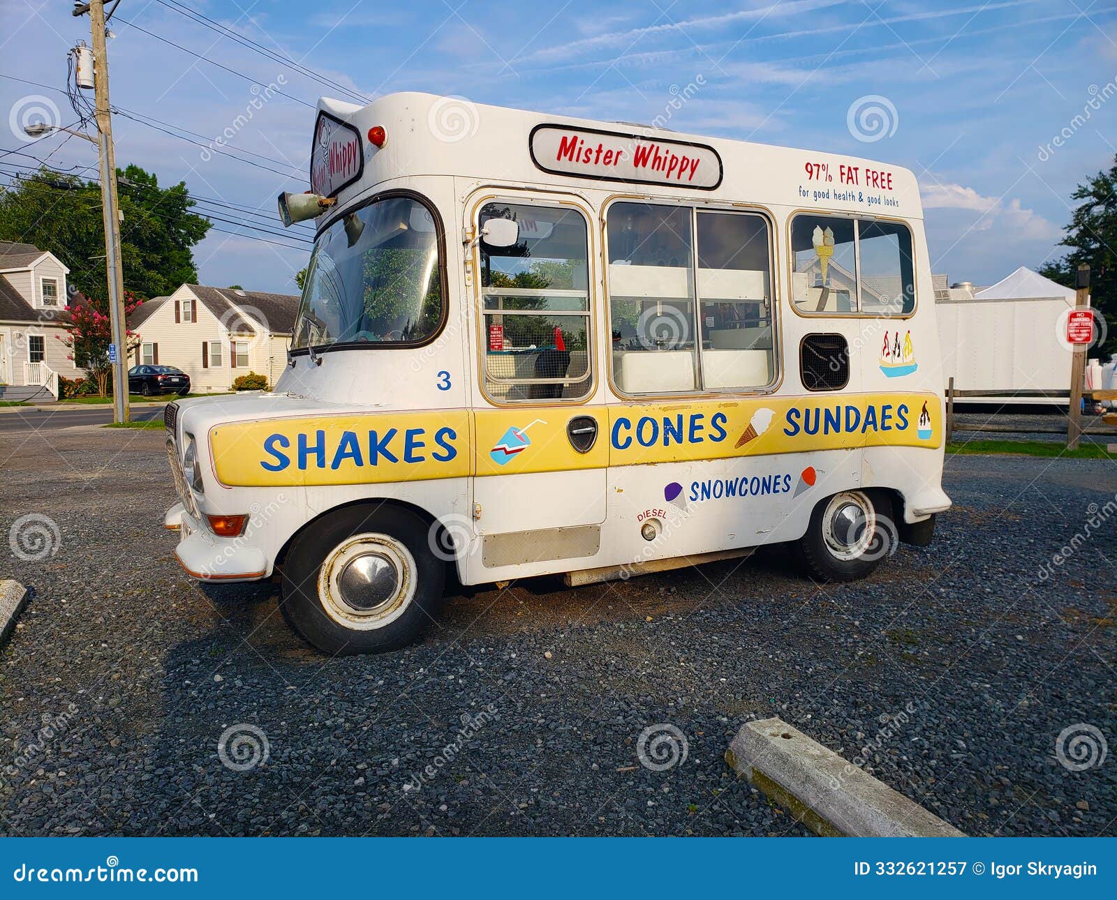Vintage Ice Cream Van. Side View Editorial Photography - Image of ...
