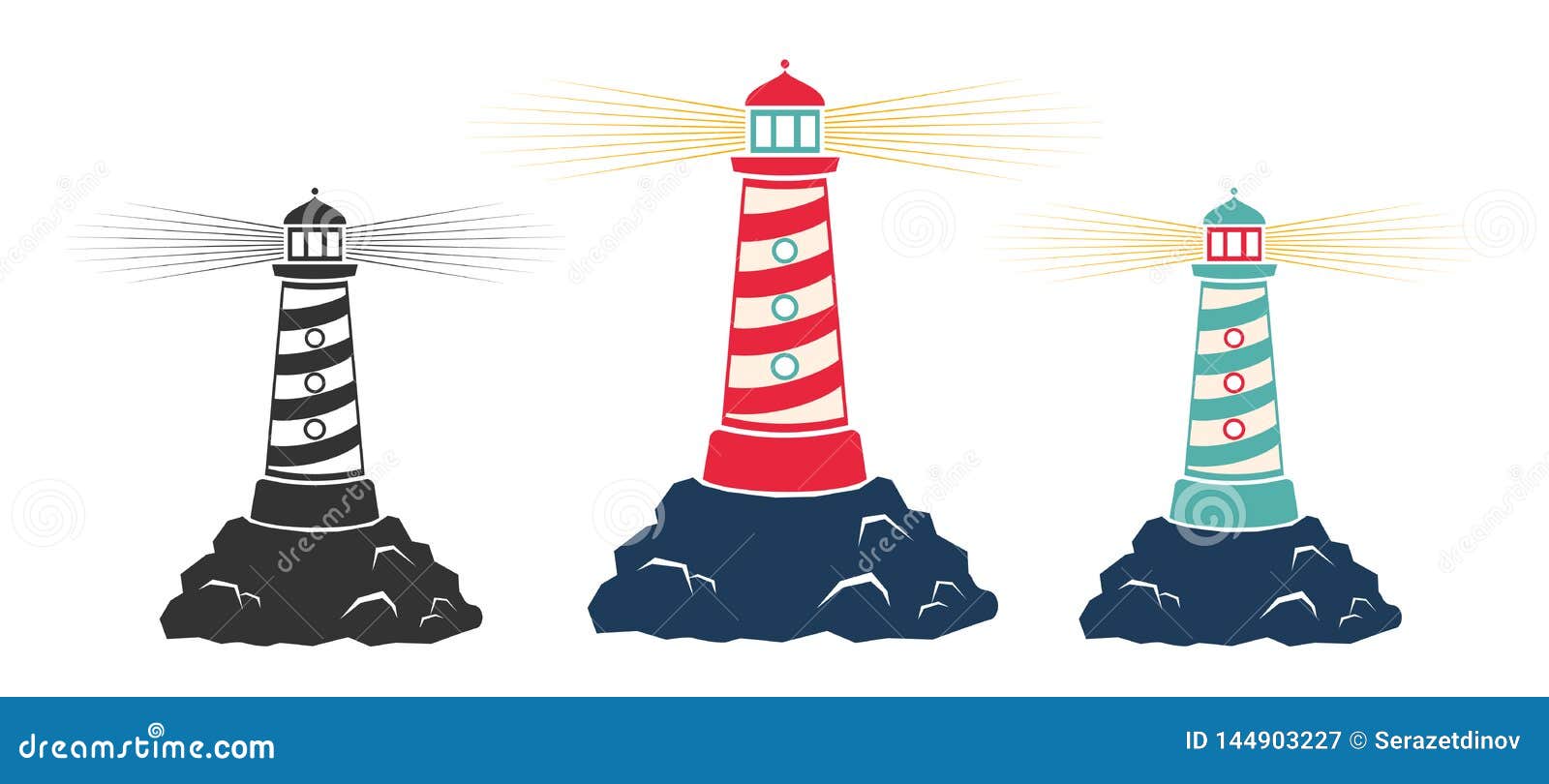 Vintage Icons of a Lighthouse Stock Vector - Illustration of nautical ...