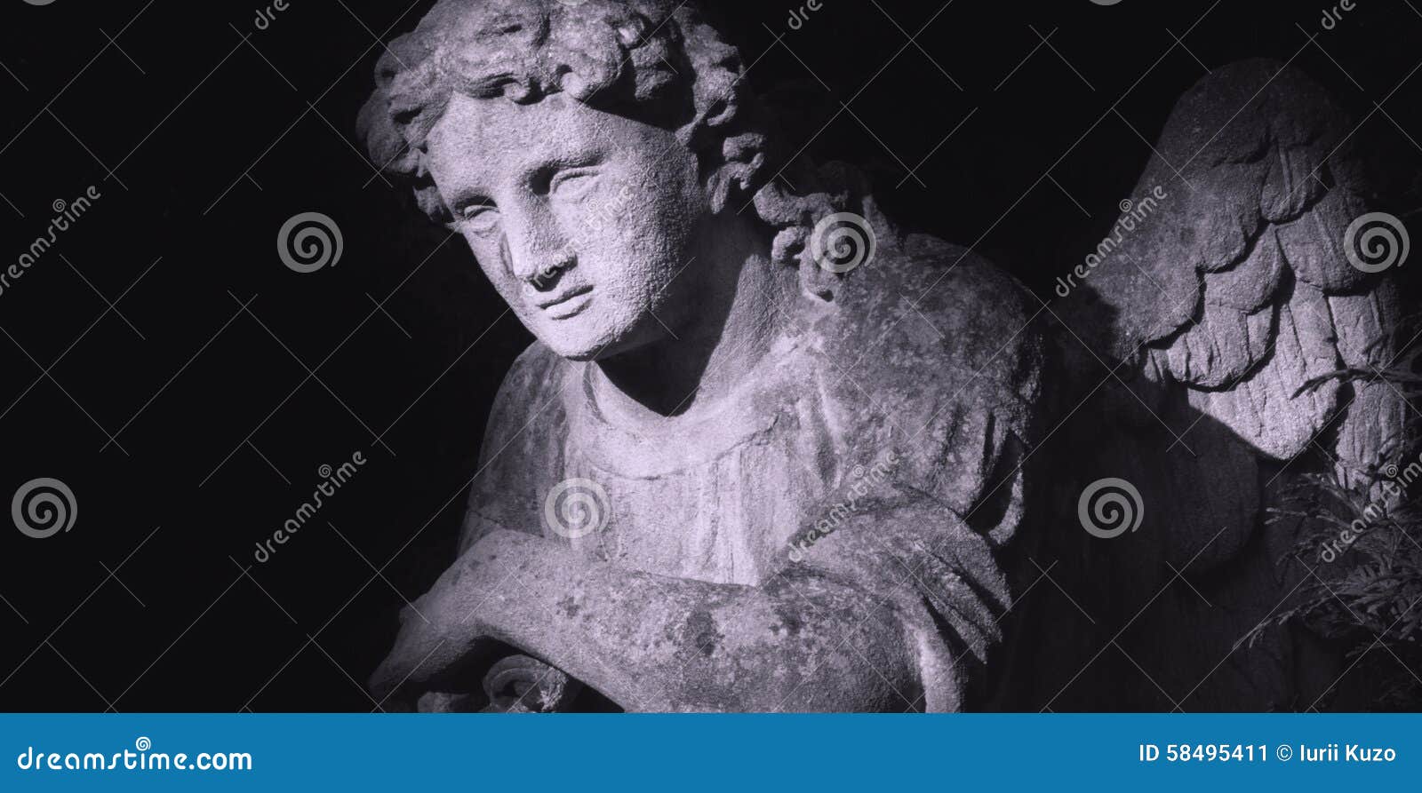 Vintage Image of a Sad Angel on a Cemetery in the Shadow Stock Image ...