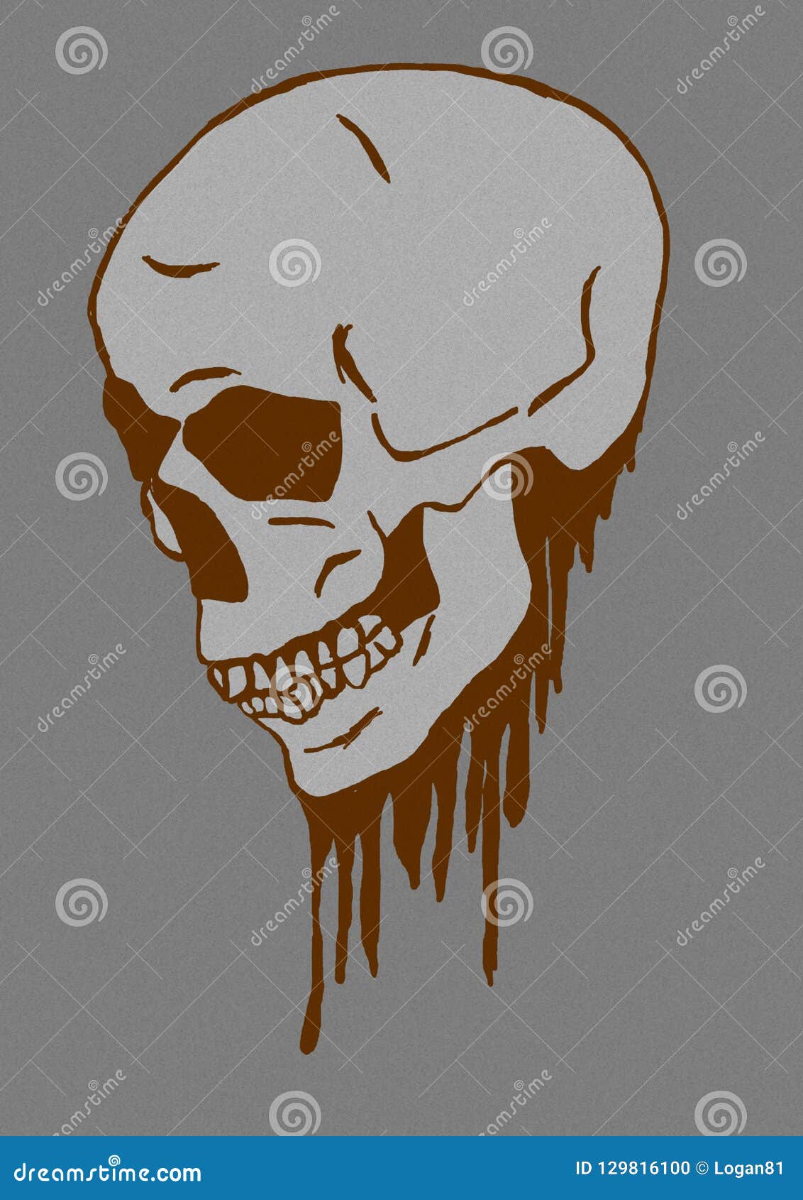 Bleeding Skull Head Vintage Stock Illustration - Illustration of death ...