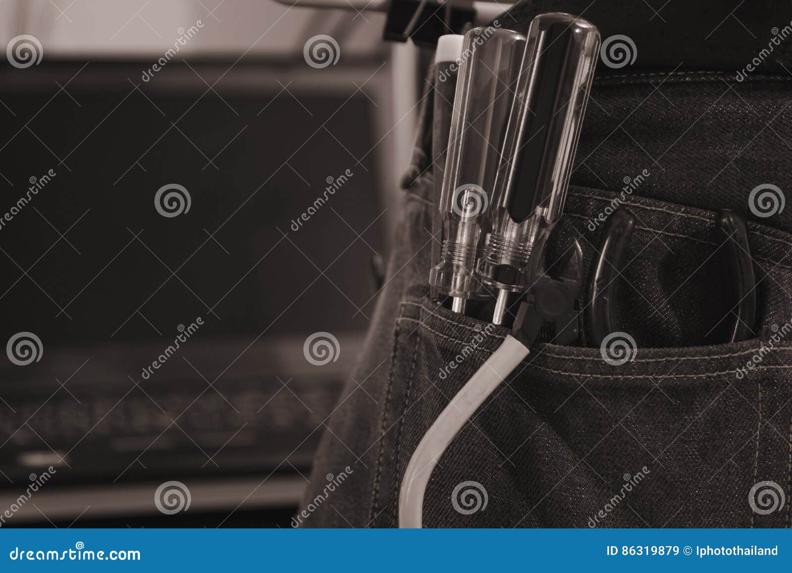 Vintage Image Style. Set of Engineer Hand Tools in Jeans, a Jeans with ...